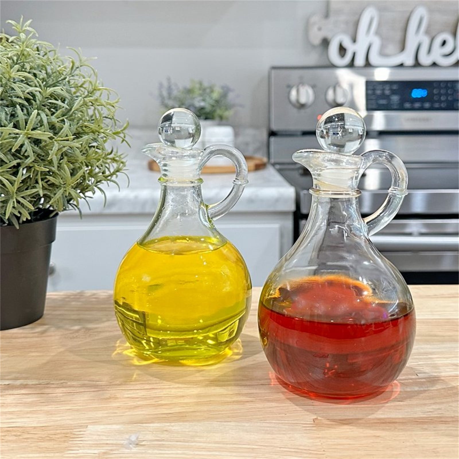 Clearance Oil Bottle under $5,Glass Oil And Vinegar Cruets; 8oz Round ...