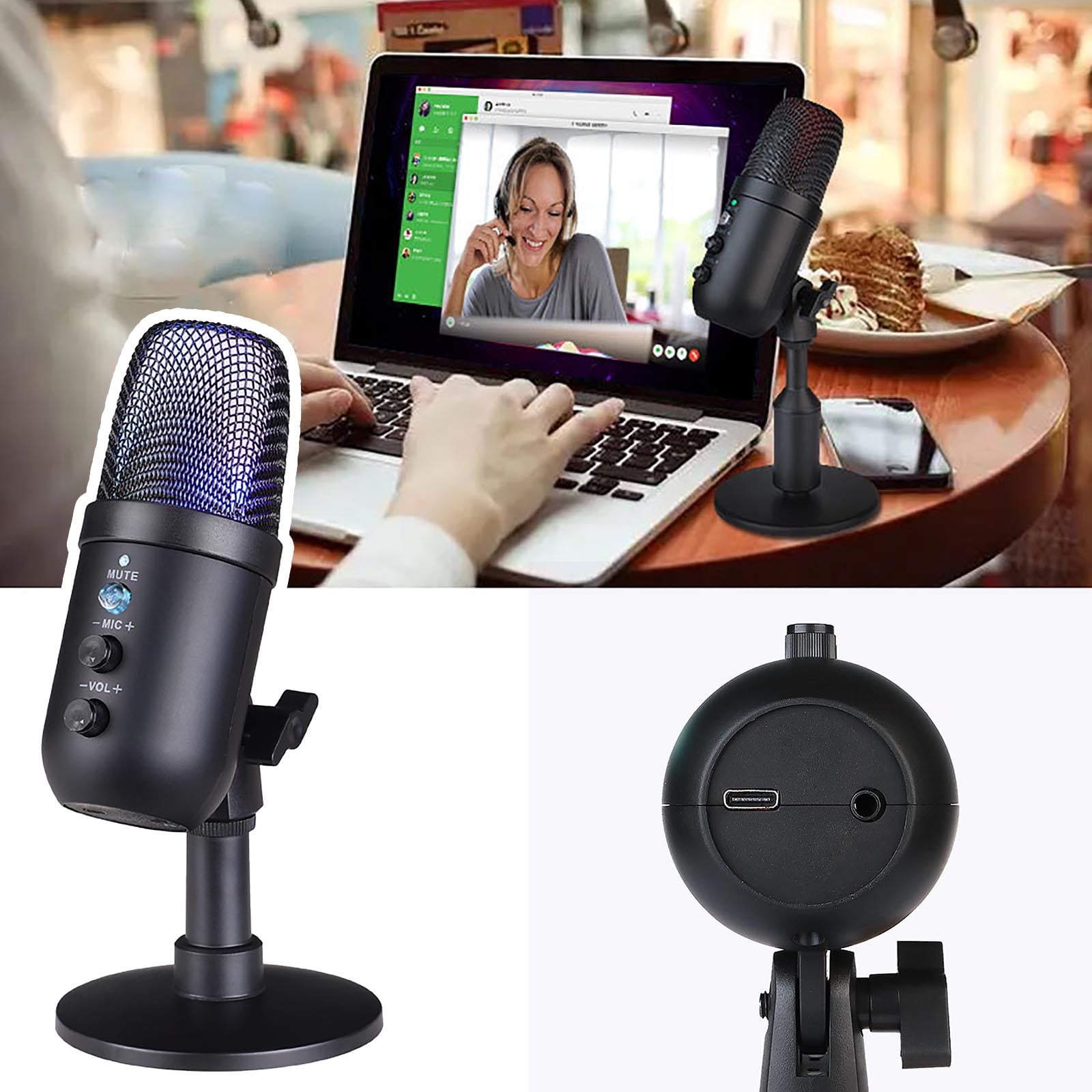 Clearance, PC USB Condenser Microphone, RGB LED Light, Noise Reduction ...