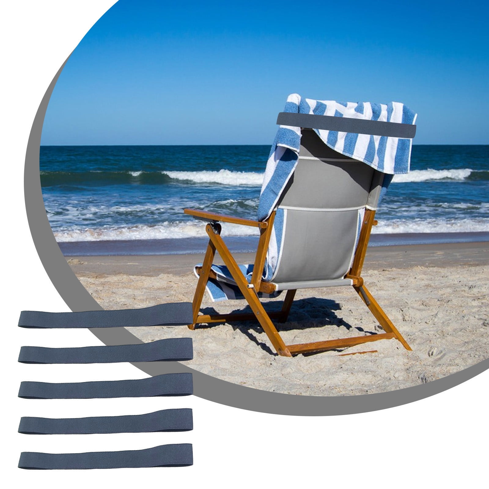 Pack Of 5 Beach Chair Towel Straps Stretchy Locking Beach Chair Towel ...