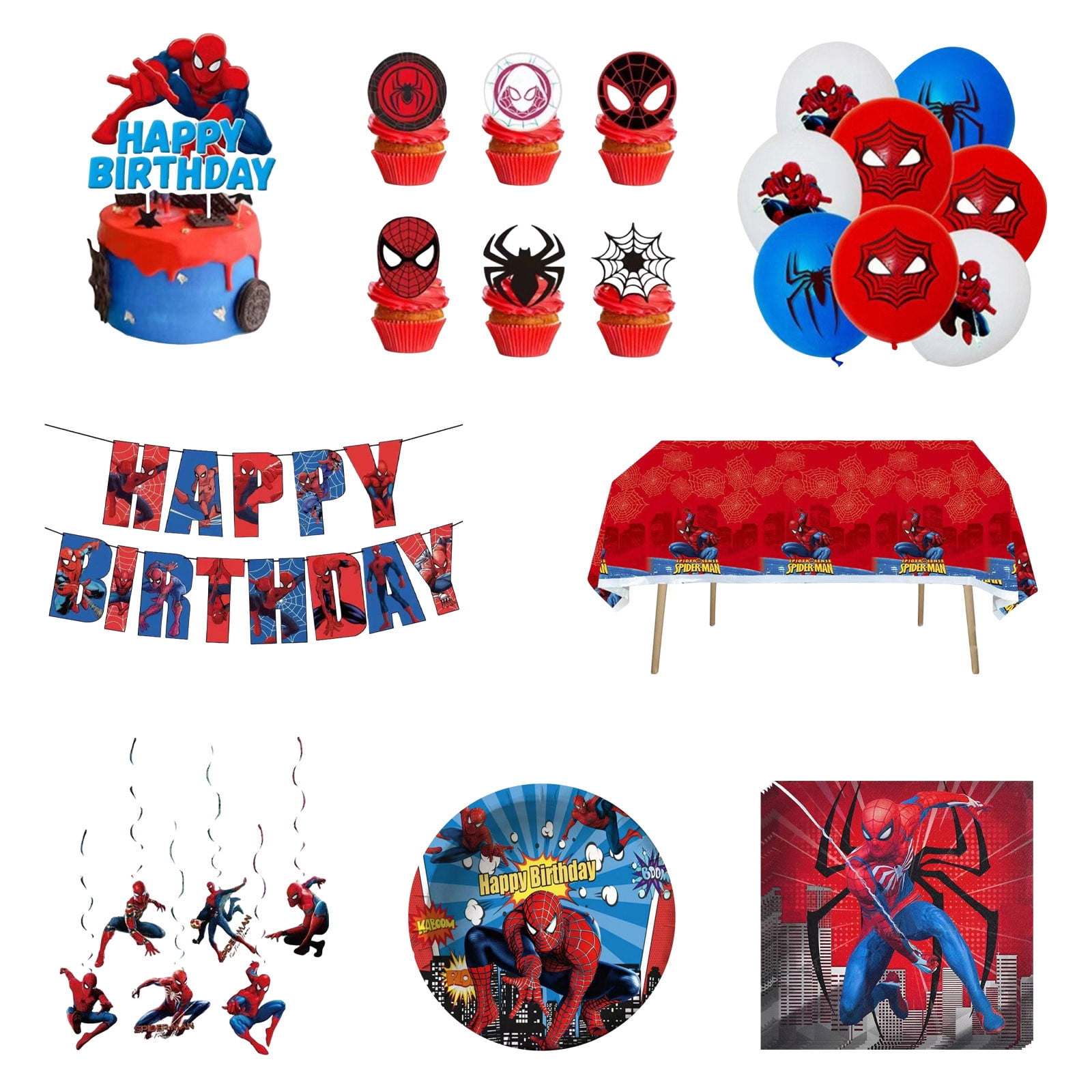 Clearance Party Decorations Spider-Man Birthday Party Supplies Set Cake ...
