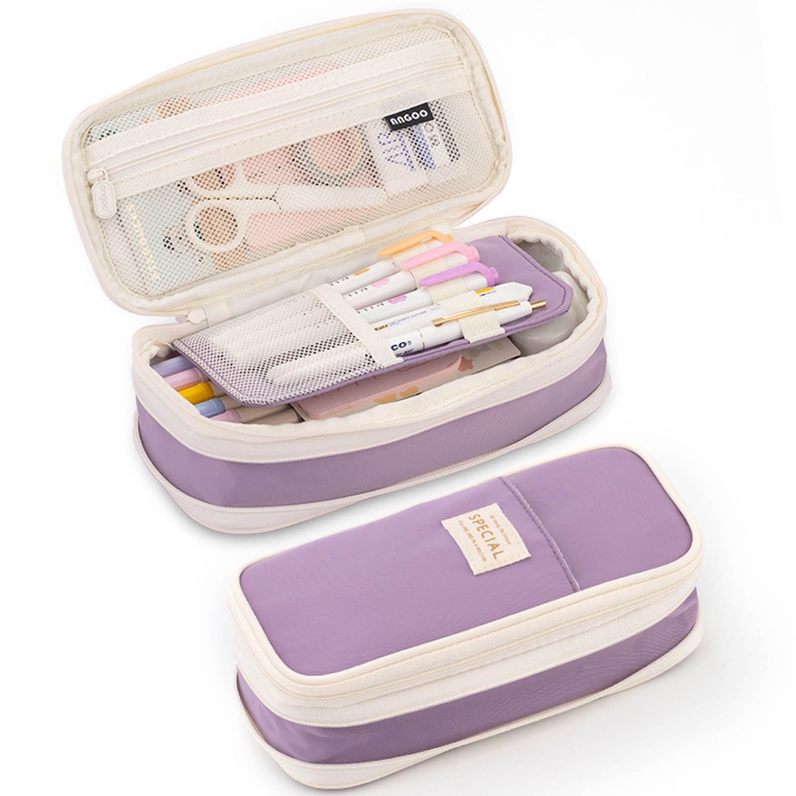 Pencil Case with Compartments Large-Capacity Pencil Pouch Expandable ...
