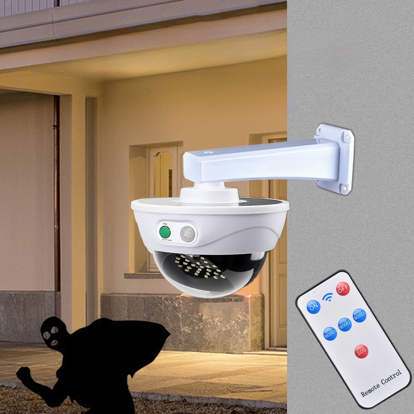 PGYONG Solar Powered Security Camera Flashing Light Security Lighting ...