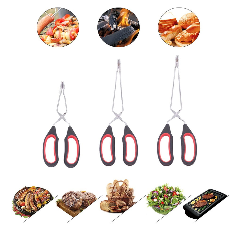 ,Plastic Food Baking Bread Clamp BBQ Grilling Wire Tongs,Stainless ...