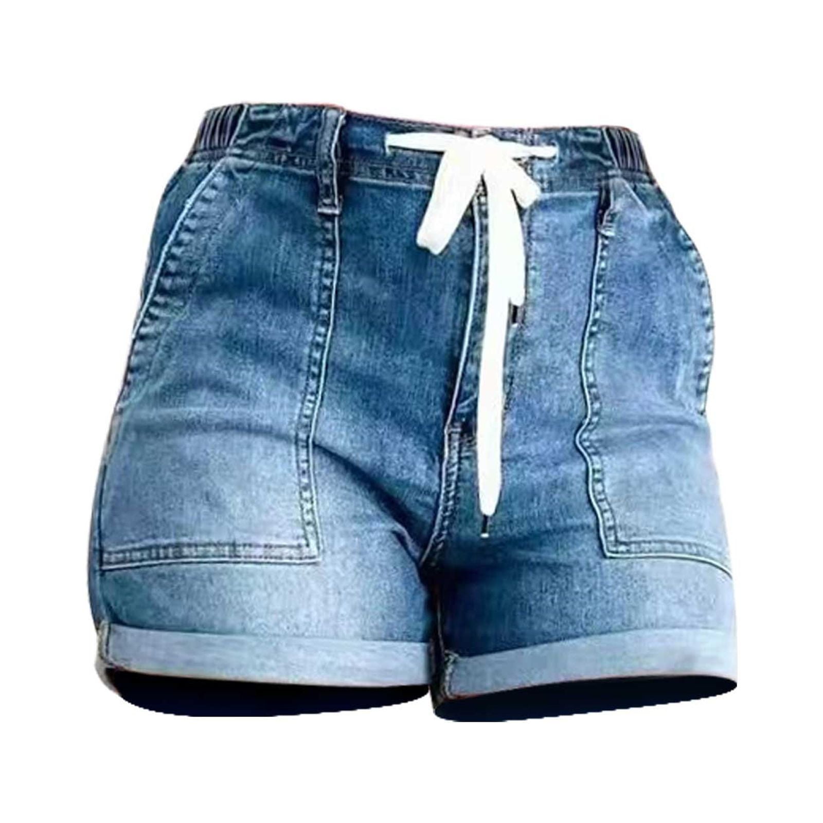Clearance! Plus Size Shorts Jean Shorts Womens Blue Denim Drawstring ...
