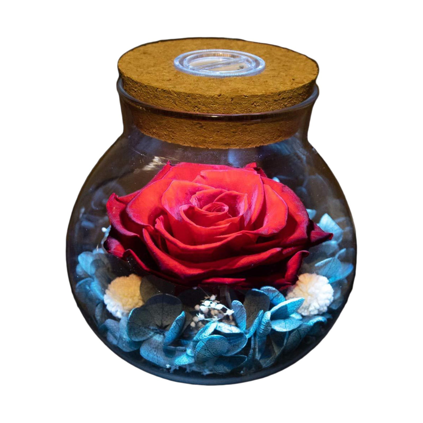 Clearance! Preserved Real Blue Roses With Colorful Light Wishing Bottle ...