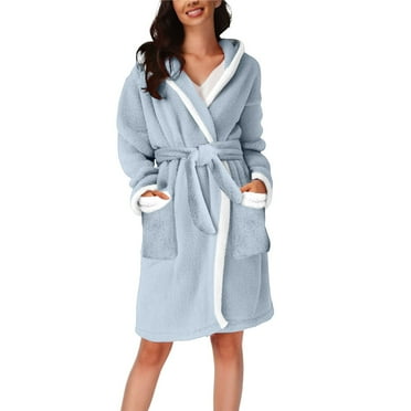 PAVILIA Light Blue Women Robe Fleece Plush Soft, Fluffy Fuzzy Cozy Warm ...