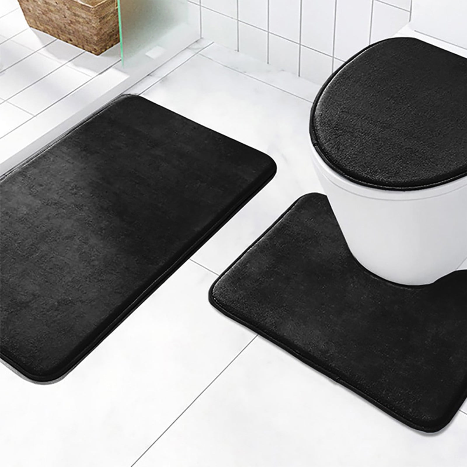 Clearance & Promo, 3-Piece Foam Bath Mat Set, Toilet Lid Cover and Rug ...