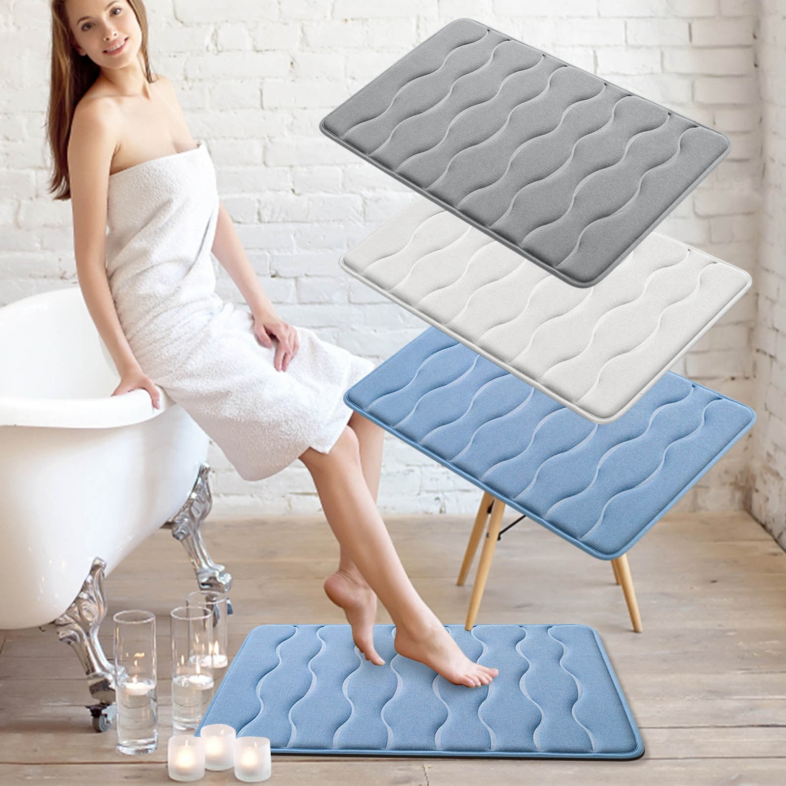 Clearance & Promo, Bathroom Floor Mat, Solid Cotton Toilet Mat, Slip ...