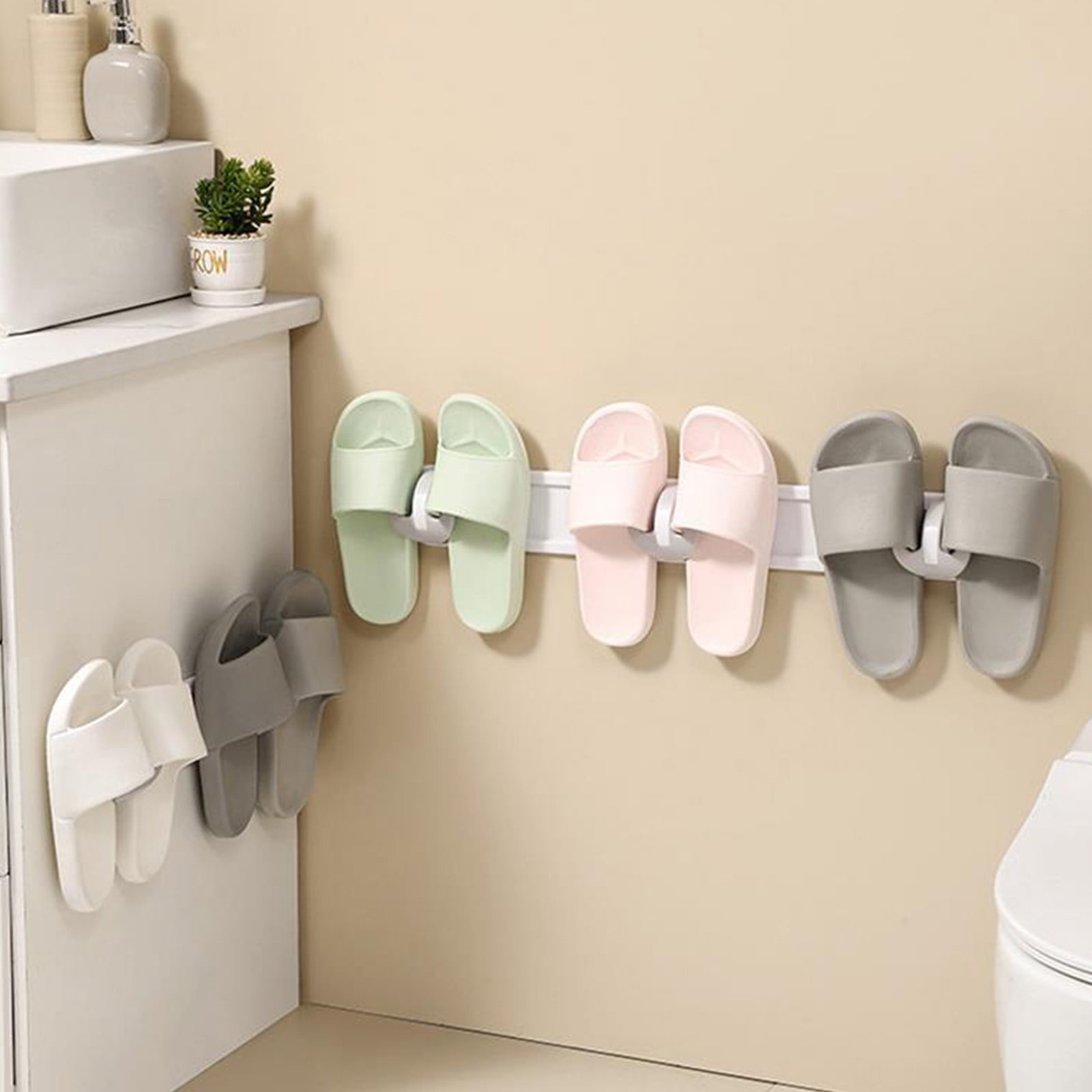 Clearance & Promo, Bathroom Slippers Rack, Wall-mounted Punch-Free ...
