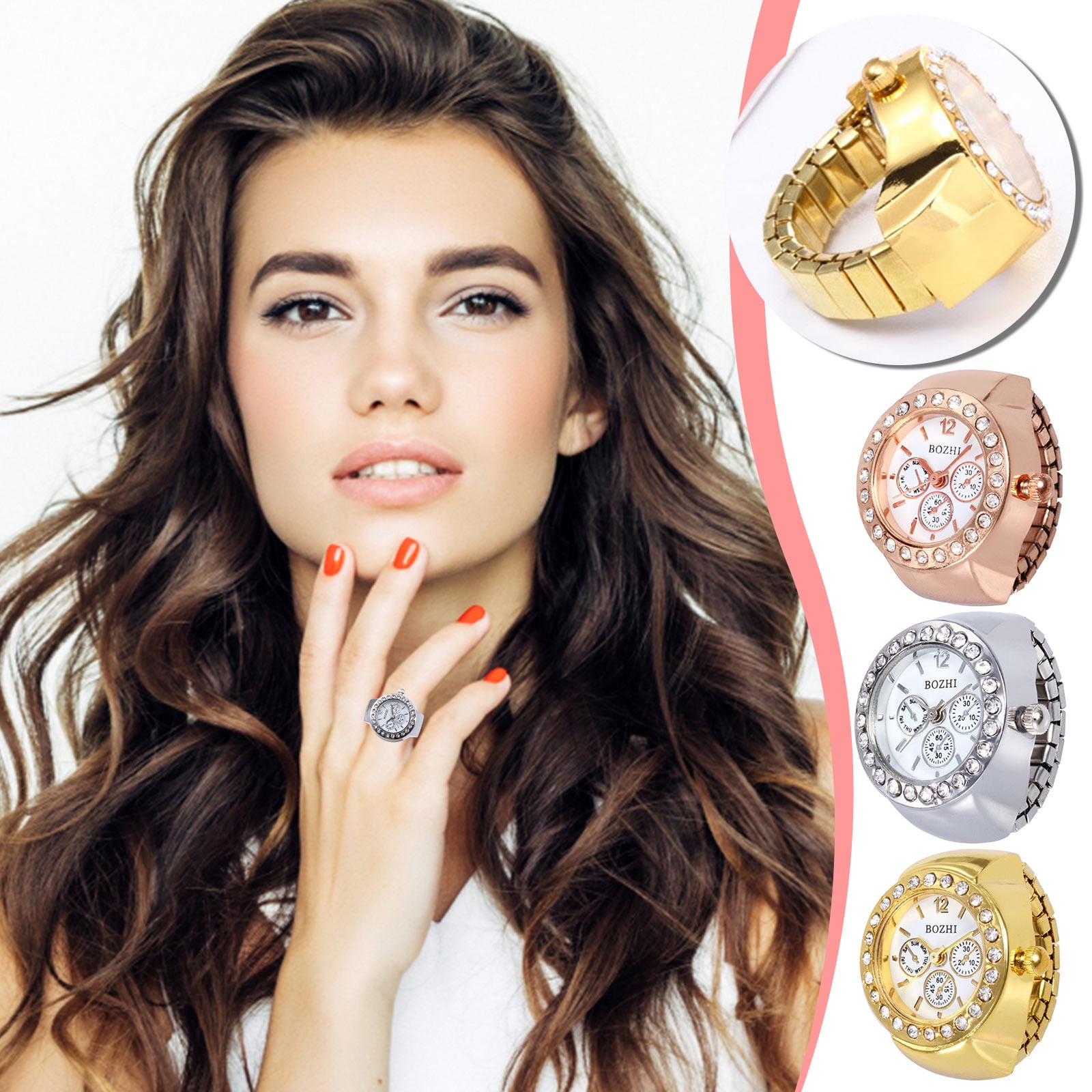 Price Slash Event, Boutique Diamond Three Eyes Elegant Ring Watch, Roumin Unique Dial, Stylish ...