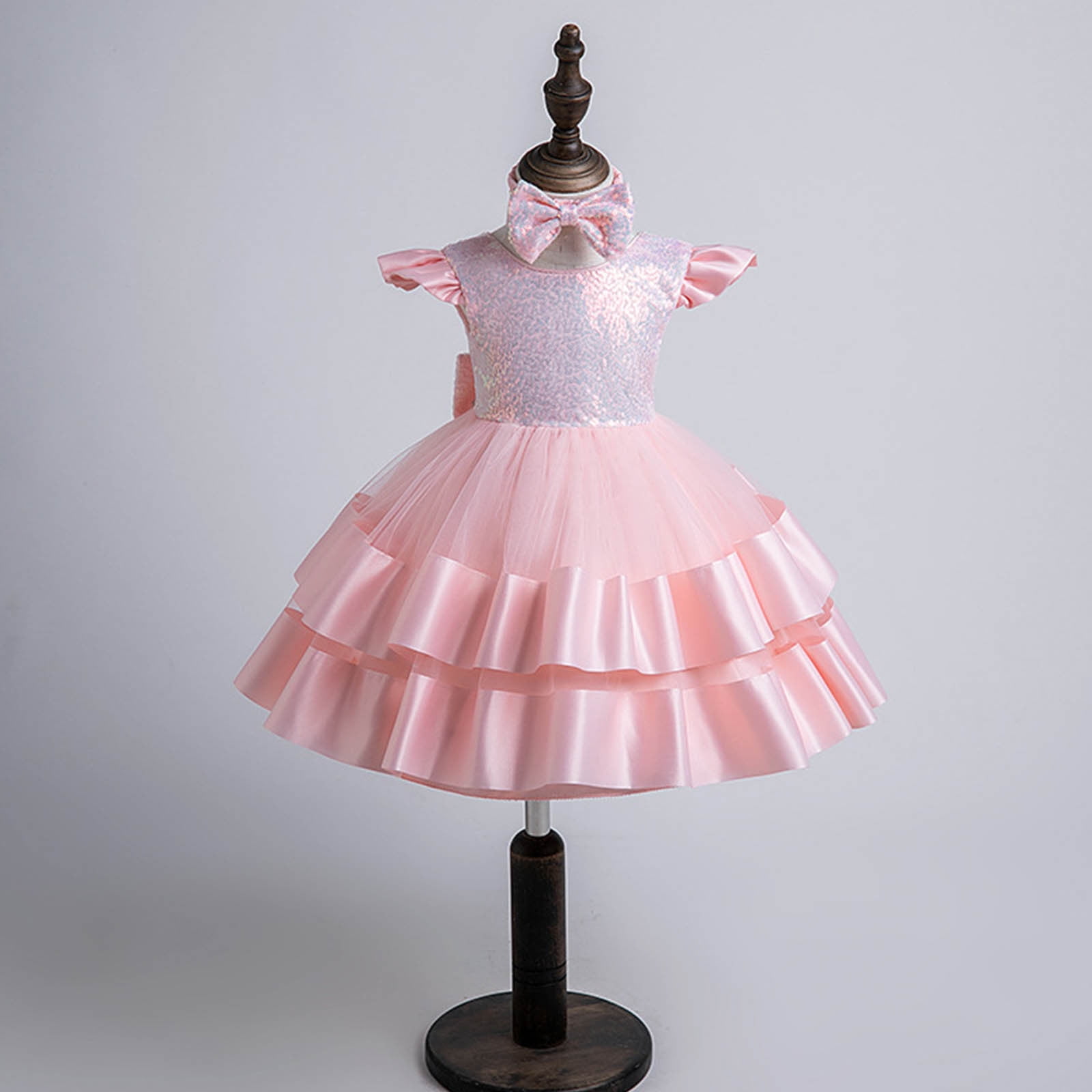Clearance & Promo,Children's Summer Strap Sequin Dress with Bow ...