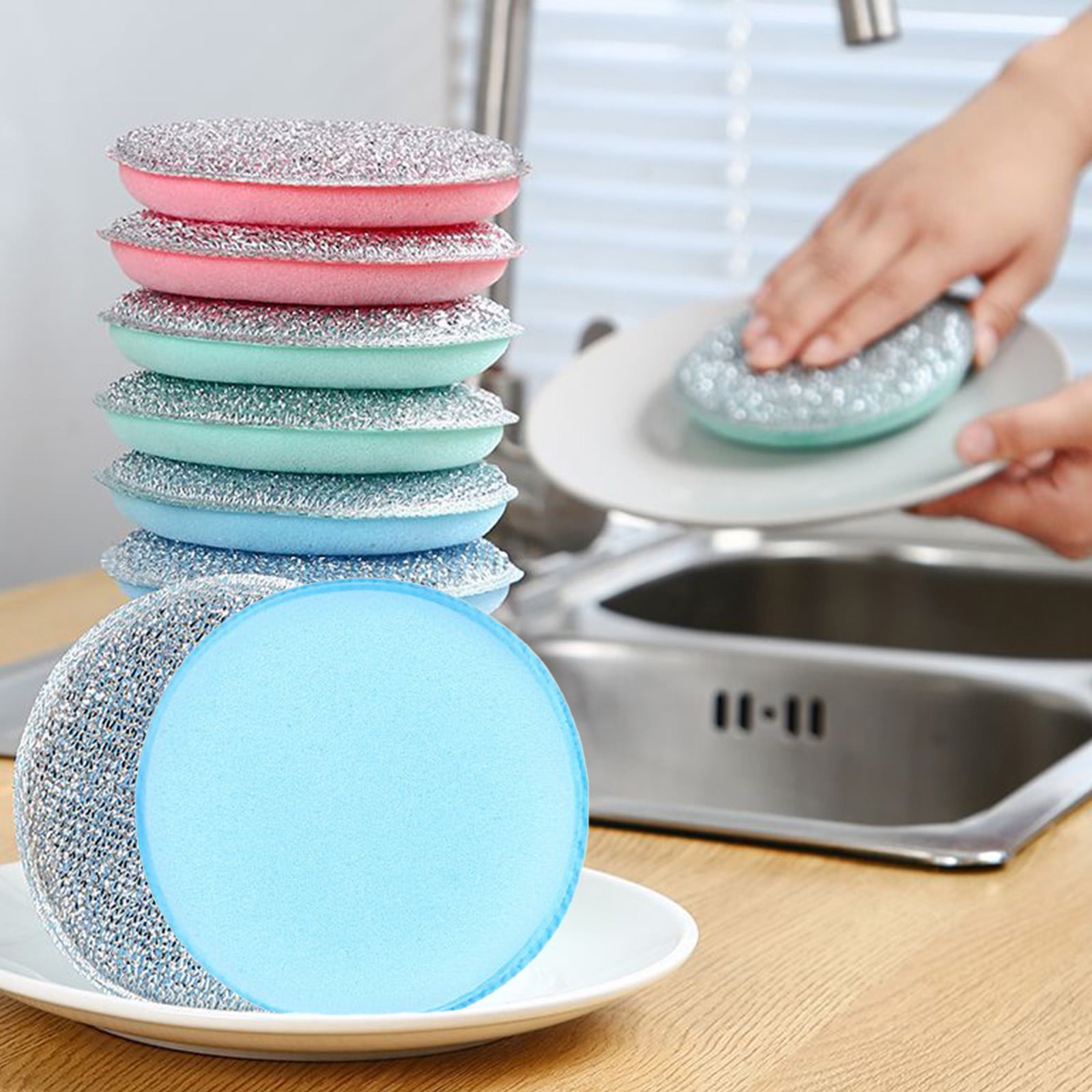 Clearance & Promo, Double-Sided Dishwashing Sponge, Three-Pack, Kitchen ...