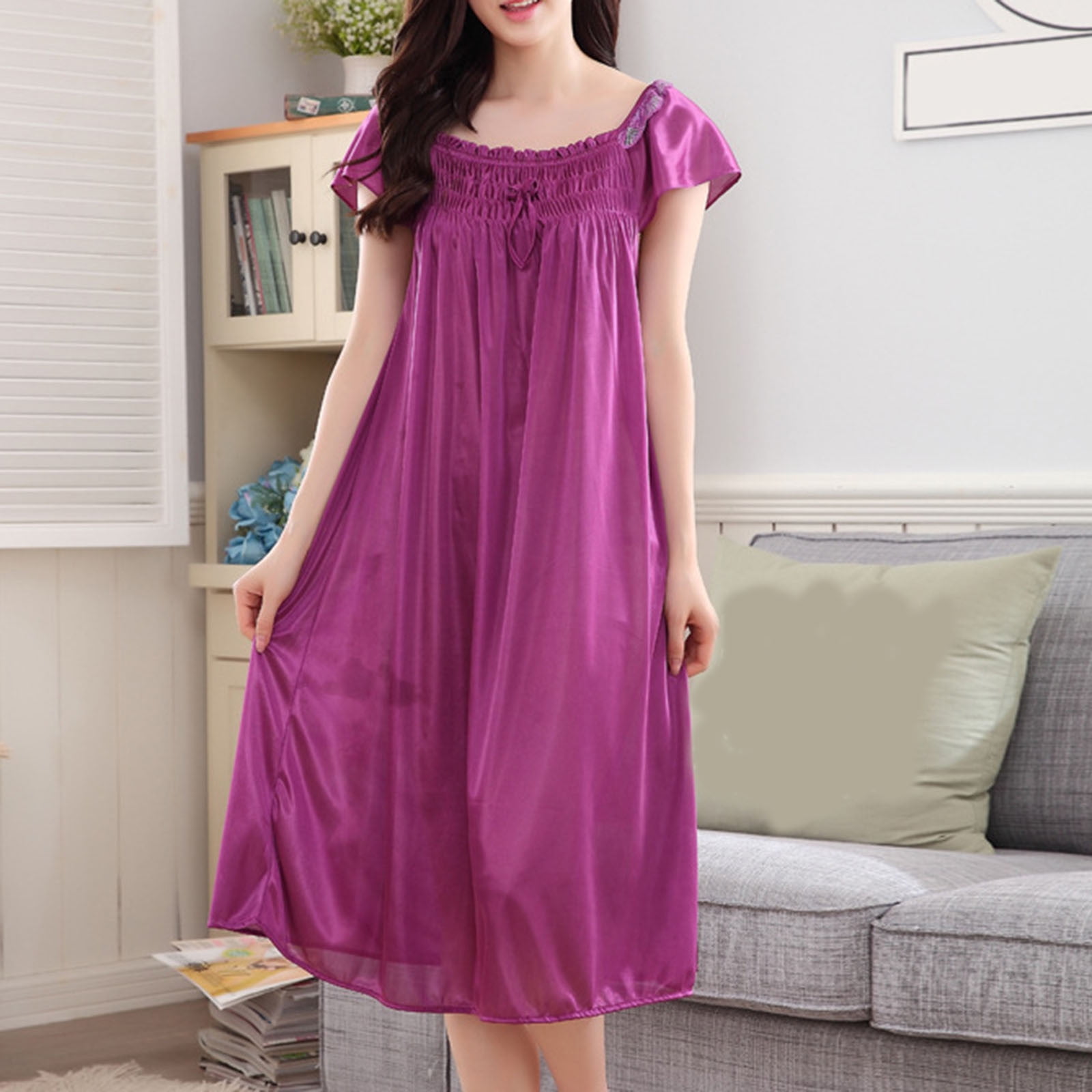 Clearance & Promo, Fashion Women Easy Solid Color Bow Fold Short Sleeve ...