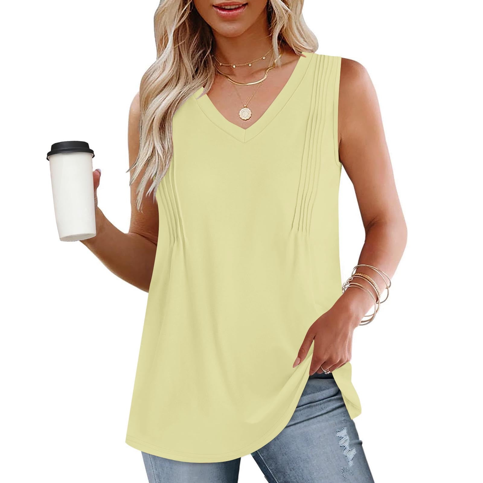 Clearance & Promo,Fashion Women's Spring/Summer Solid Color Casual V ...