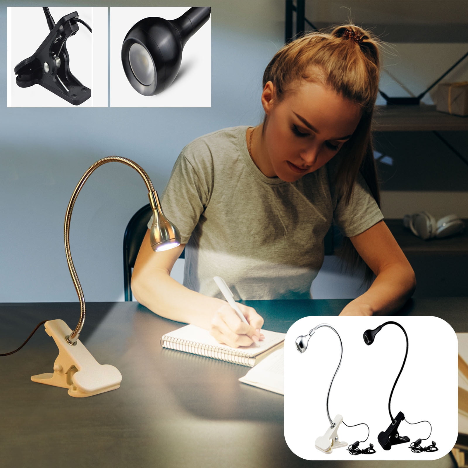 Clearance & Promo,Flexible LED Table Lamp, USB Desk Clip, Bed Reading ...
