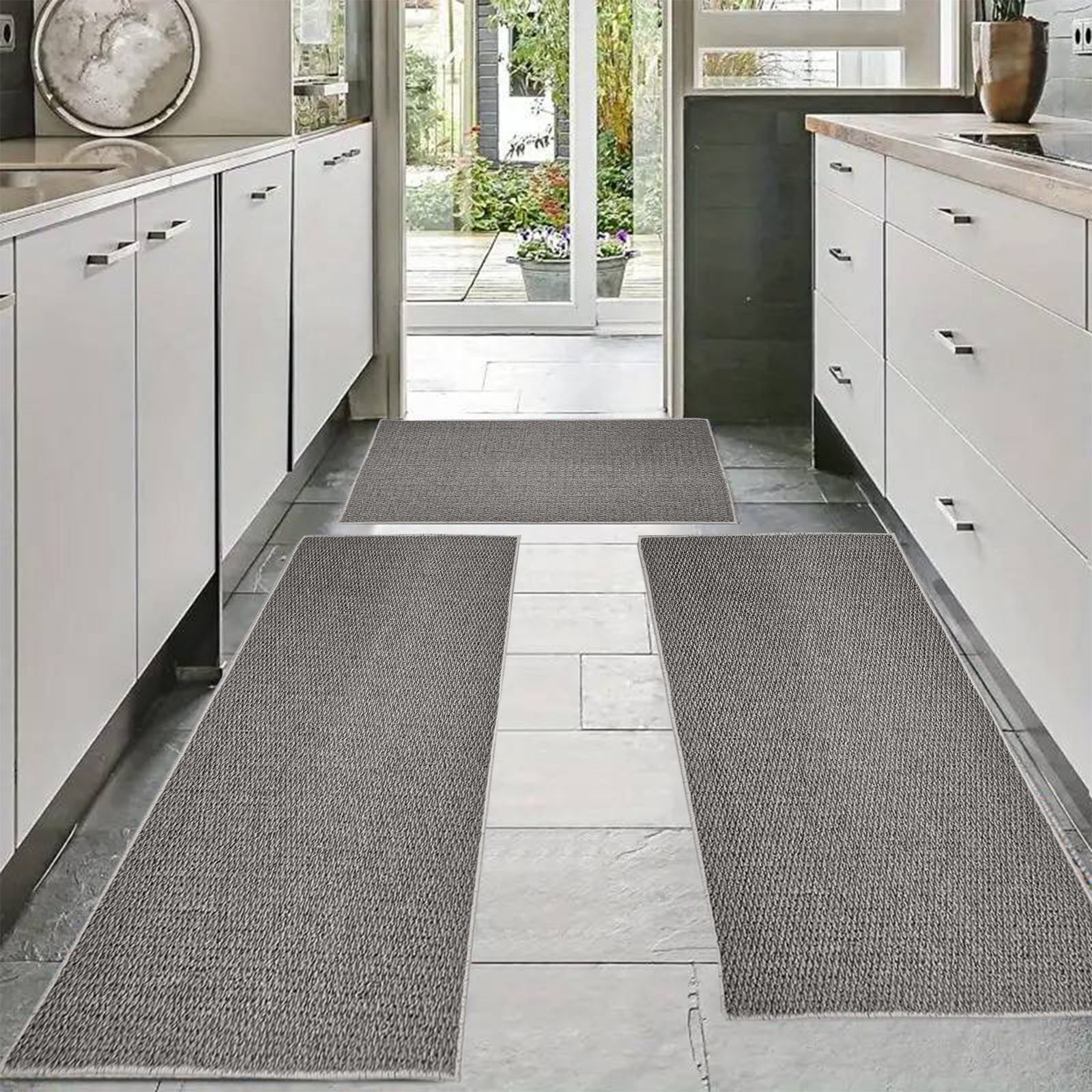 Promo,Large Size Burlap Rug Set,3PC Solid Color Indoor/Outdoor Doormat ...