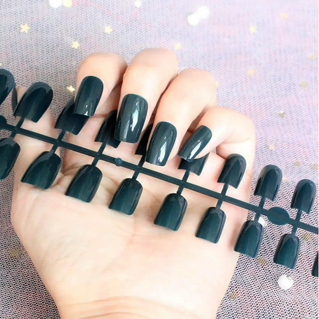 Clearance & Promo,Long Rectangular Colorful Fake Nail Patches, 24pcs ...