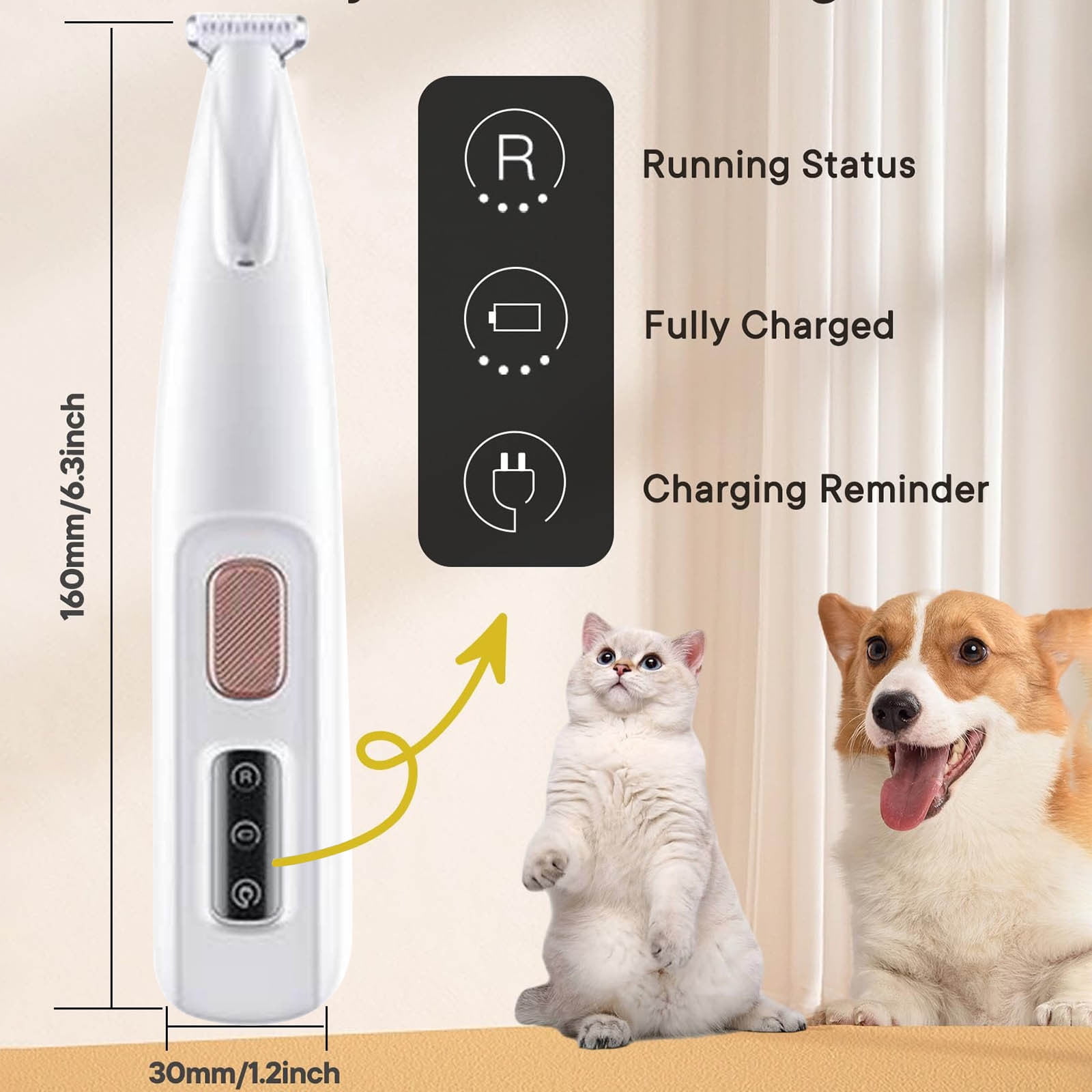 Clearance & Promo, Pet Shaving Foot Shaver, Dog Push Clippers, LED ...