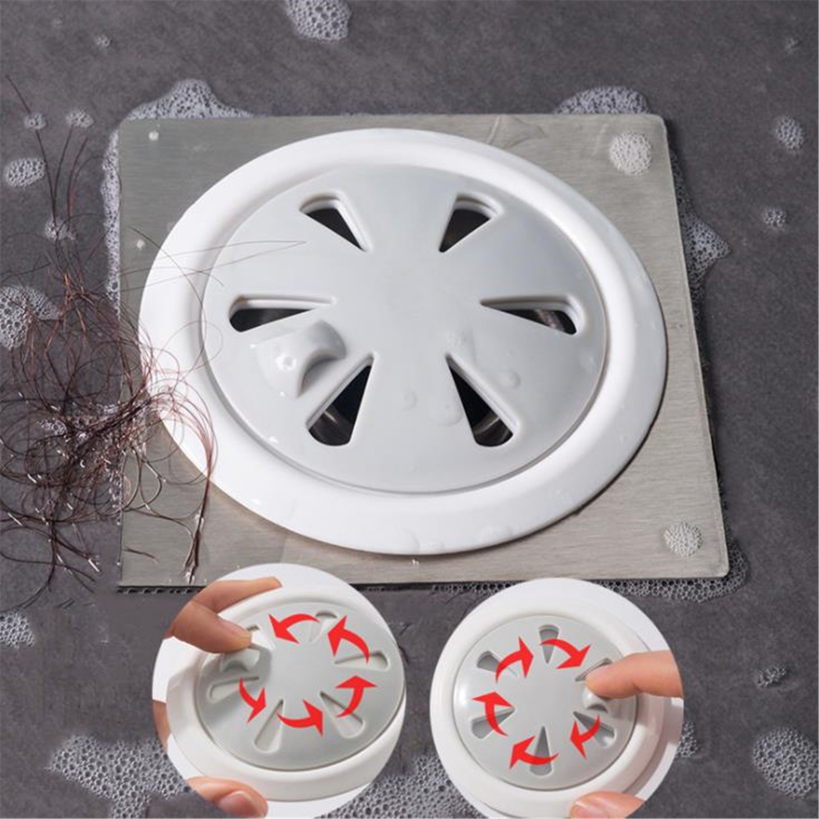 Clearance & Promo, Rotating Open Cover Bathroom Floor Drain, Anti ...