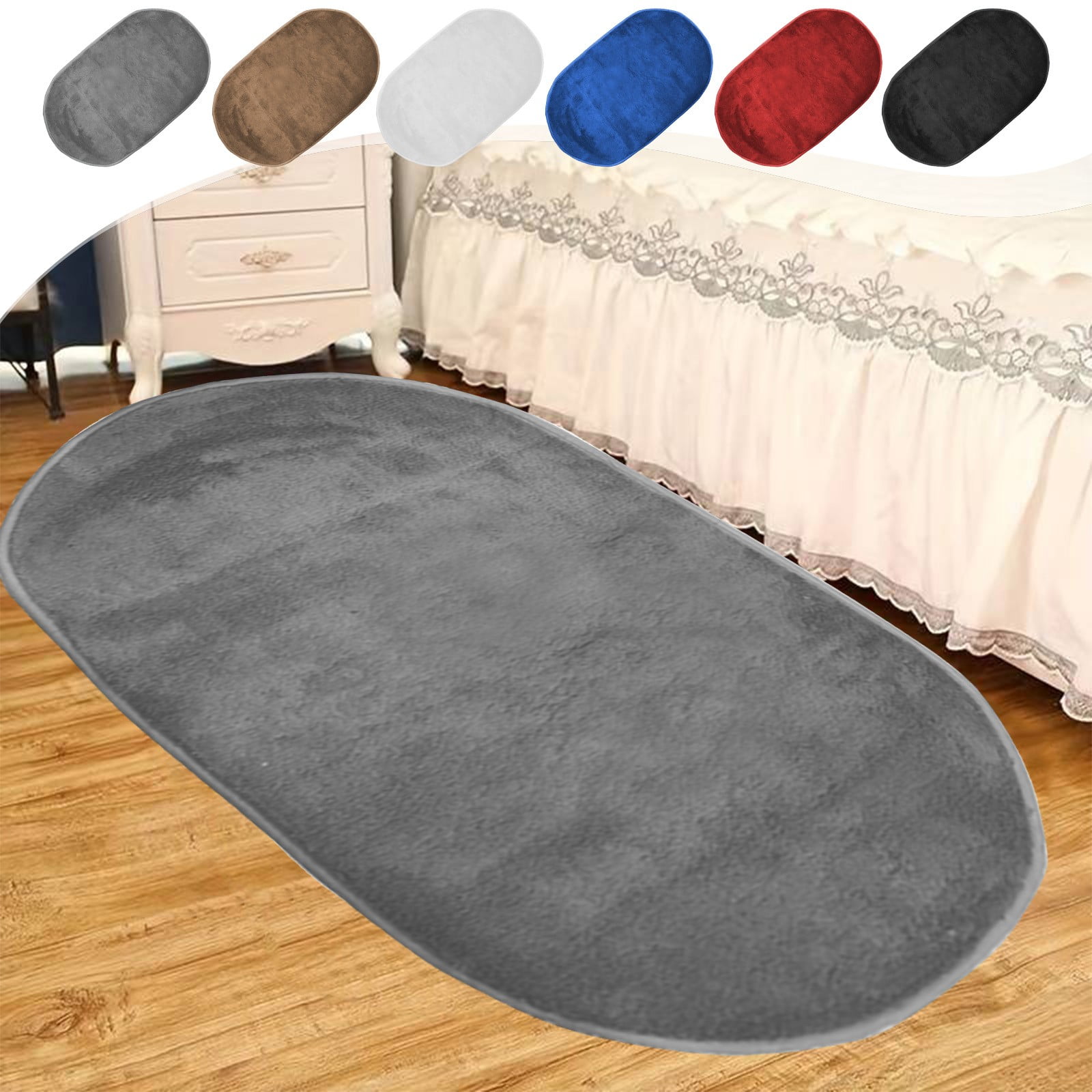 Angeler Soft Shaggy Bedroom Oval Rugs, Thick Washable, Water Absorbent ...