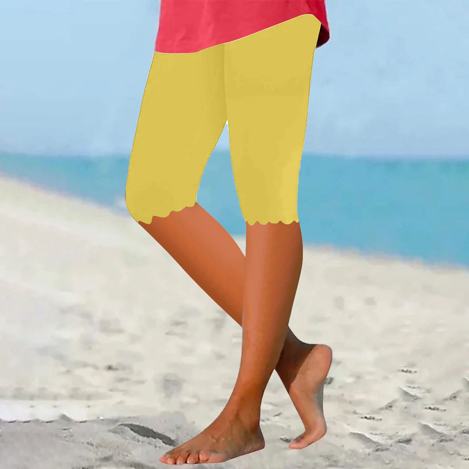 Clearance & Promo, Women’s Summer High-Waisted Solid Color Capris ...