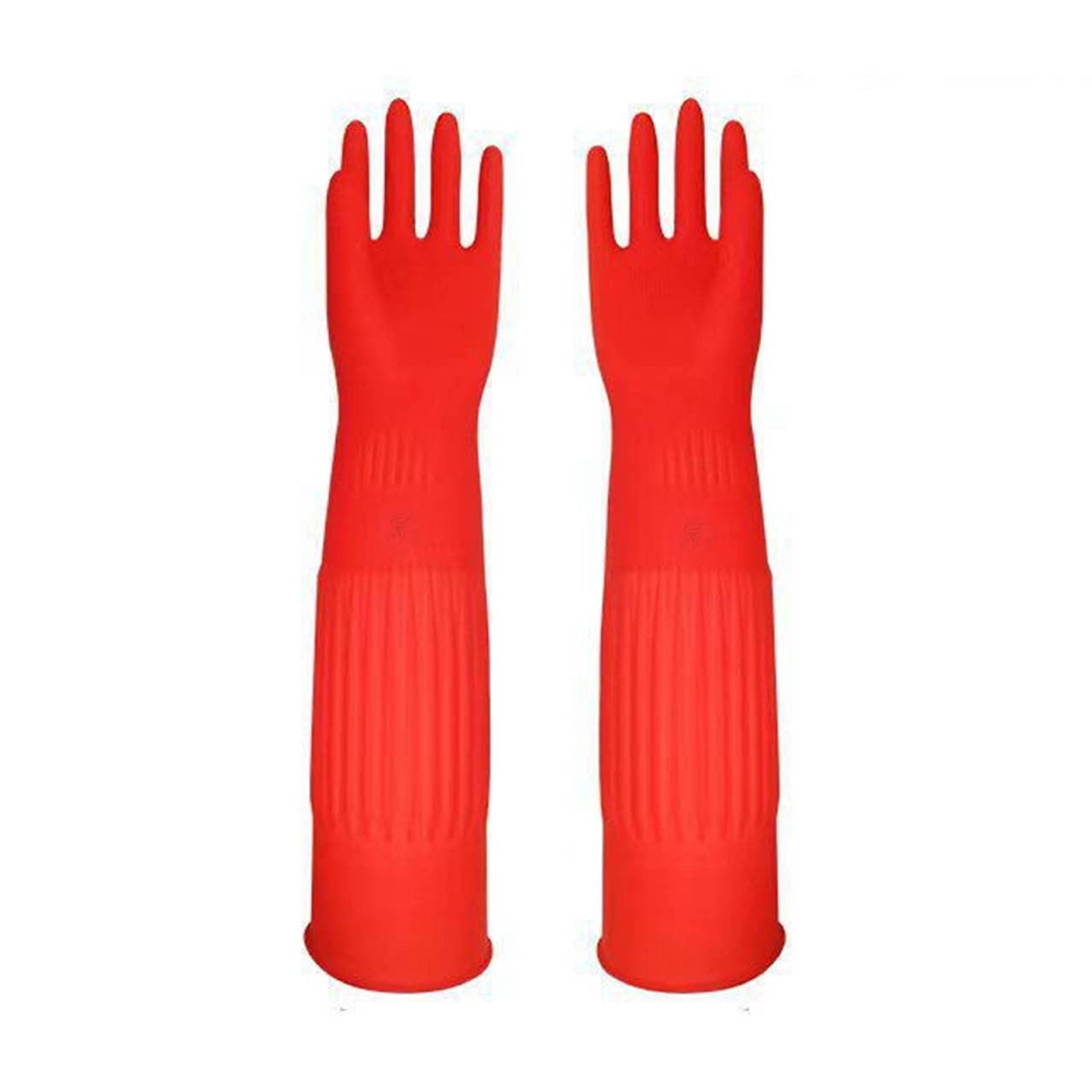 Qnjujn 38cm Natural Rubber Kitchen Gloves - Waterproof Dishwashing ...