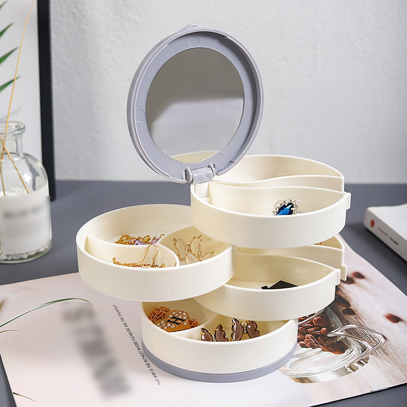 Clearance Rack under $10,Rotating Multilayer Jewelry Box Ear Storage ...