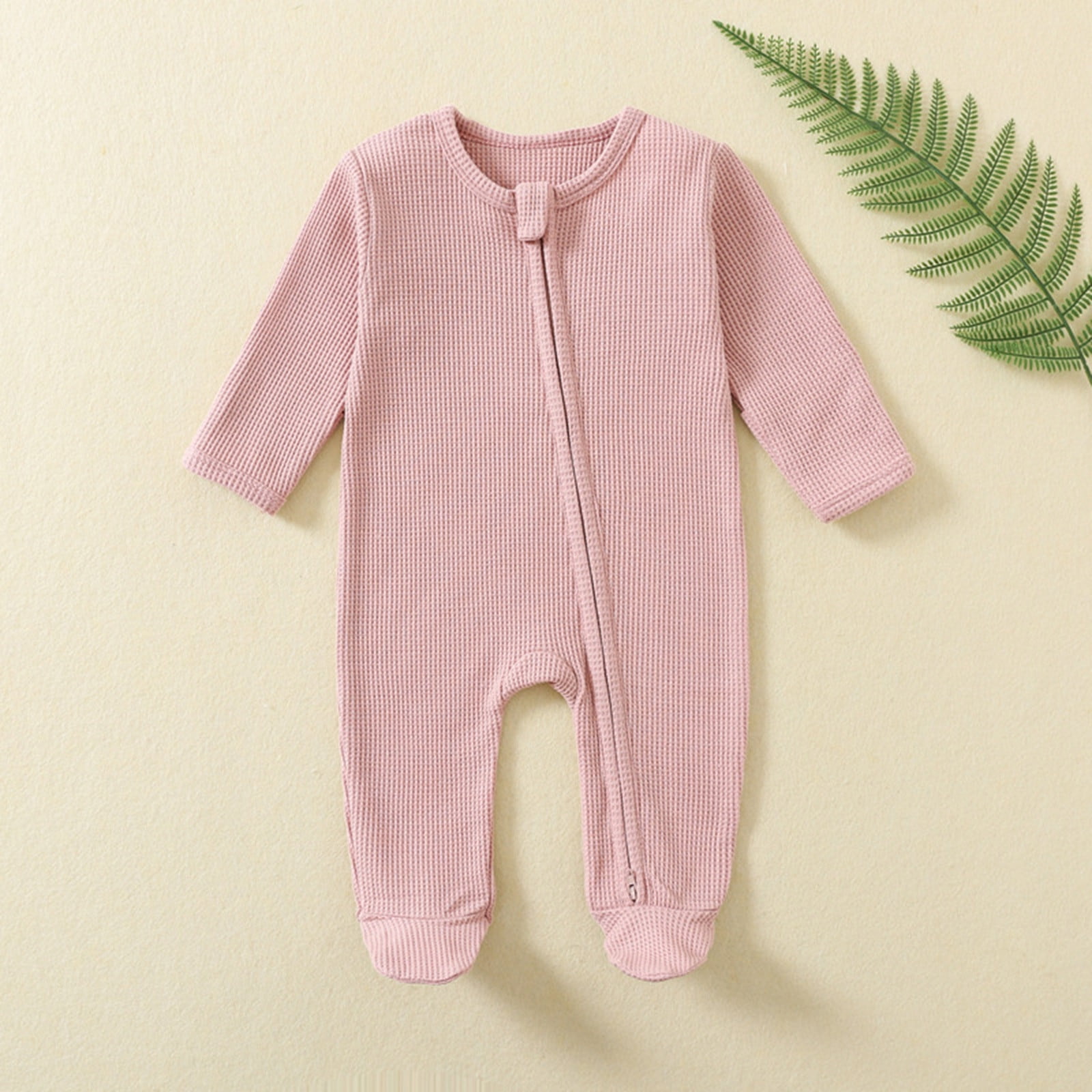 Rciityk Newborn Baby Footie Jumpsuit Rompers Baby Girls Boys Cute Solid ...