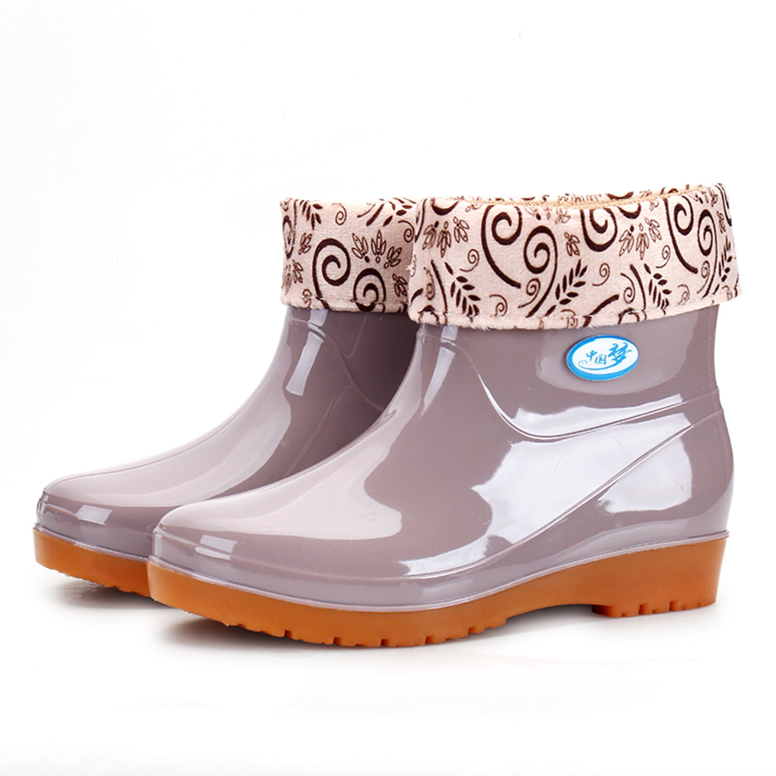 Rciityk Women's Rain Shoes Ankle Height Rubber Garden Boots Insulated ...