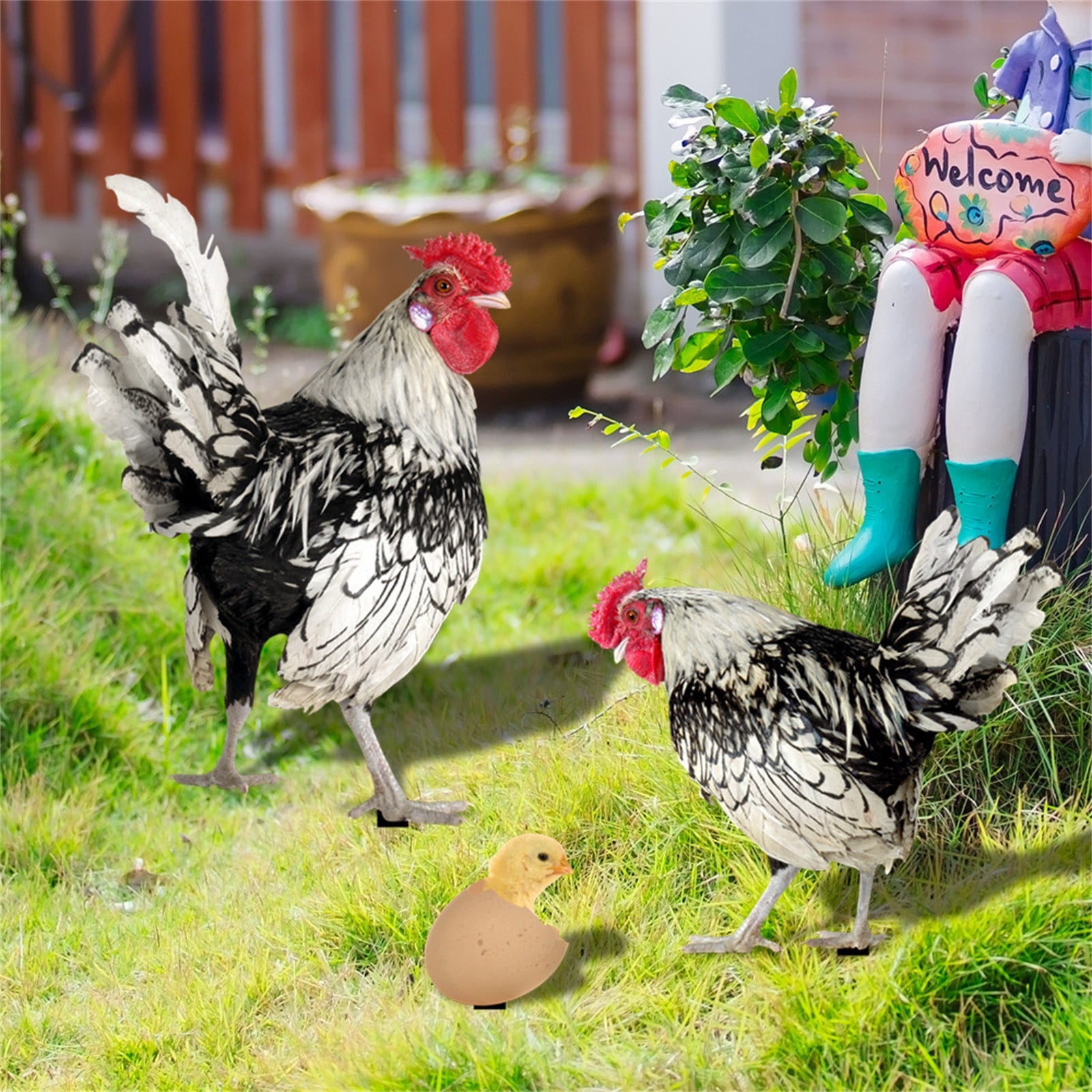 Clearance! Realistic Chicken Statues,Acrylic Rooster Animals Stakes ...