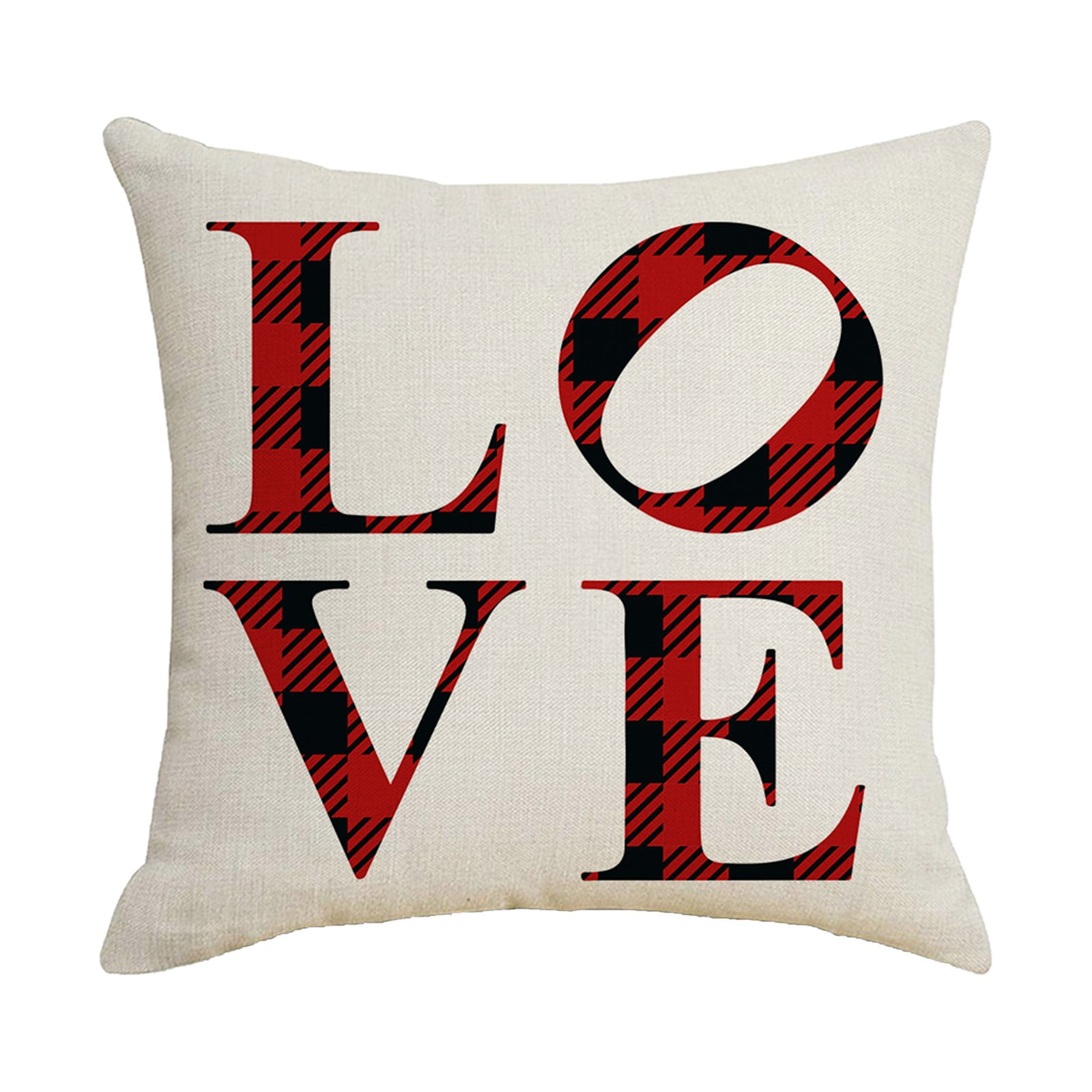 Clearance Red Lettered Plaid Series Valentine's Day Pillow Linen Print ...