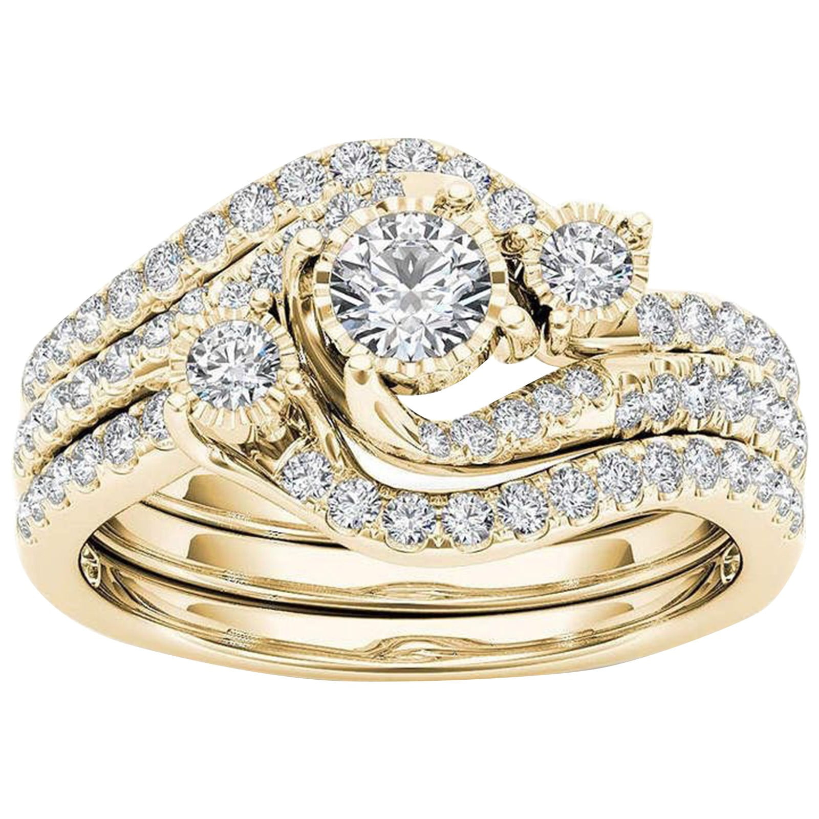 Clearance!Rings for Women Zircon Gold-plated Ring Rings Couple Inlaid ...