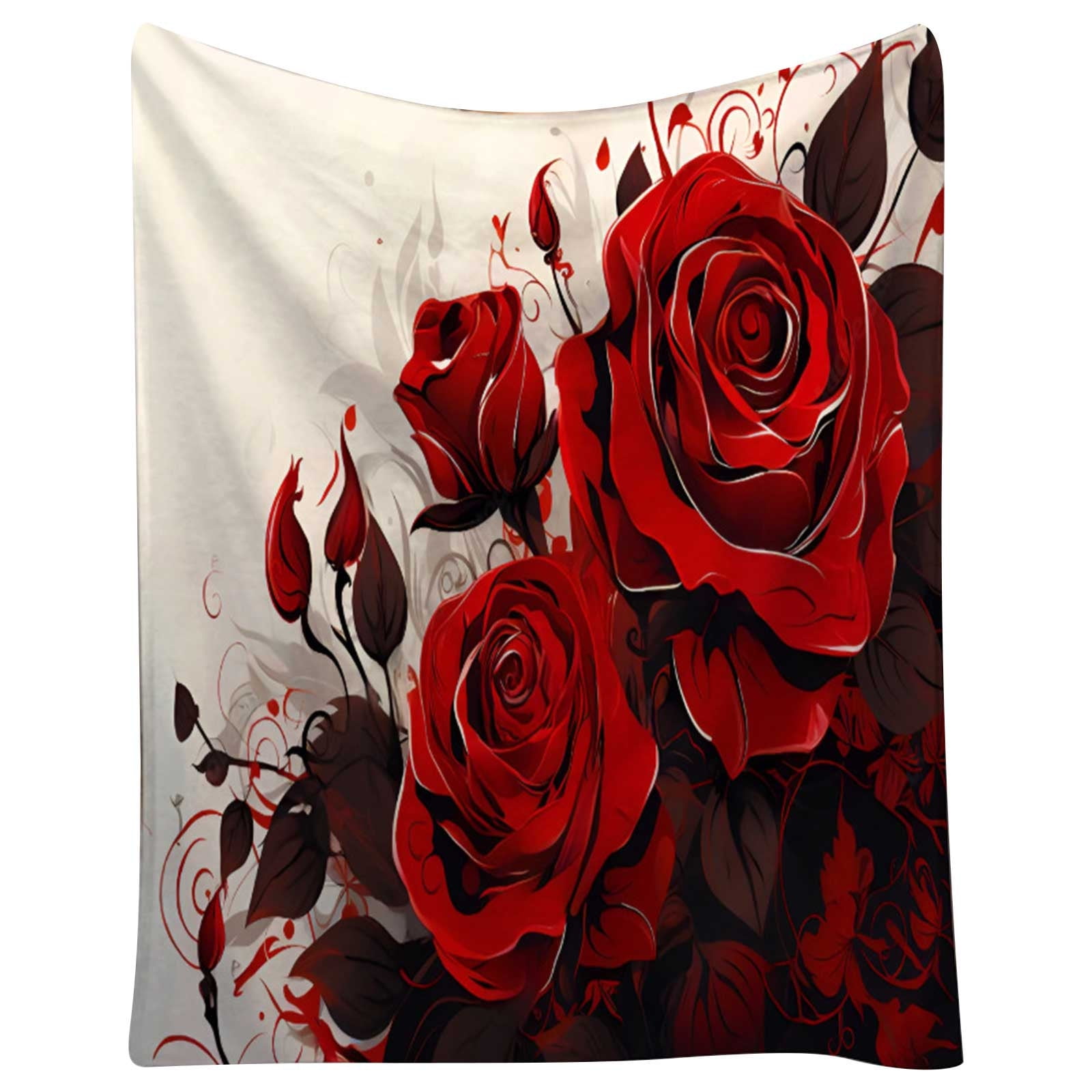 Clearance! Rose Floral Blanket,Valentine Present Romantic Red Roses Flower Theme Decor Bedroom ...