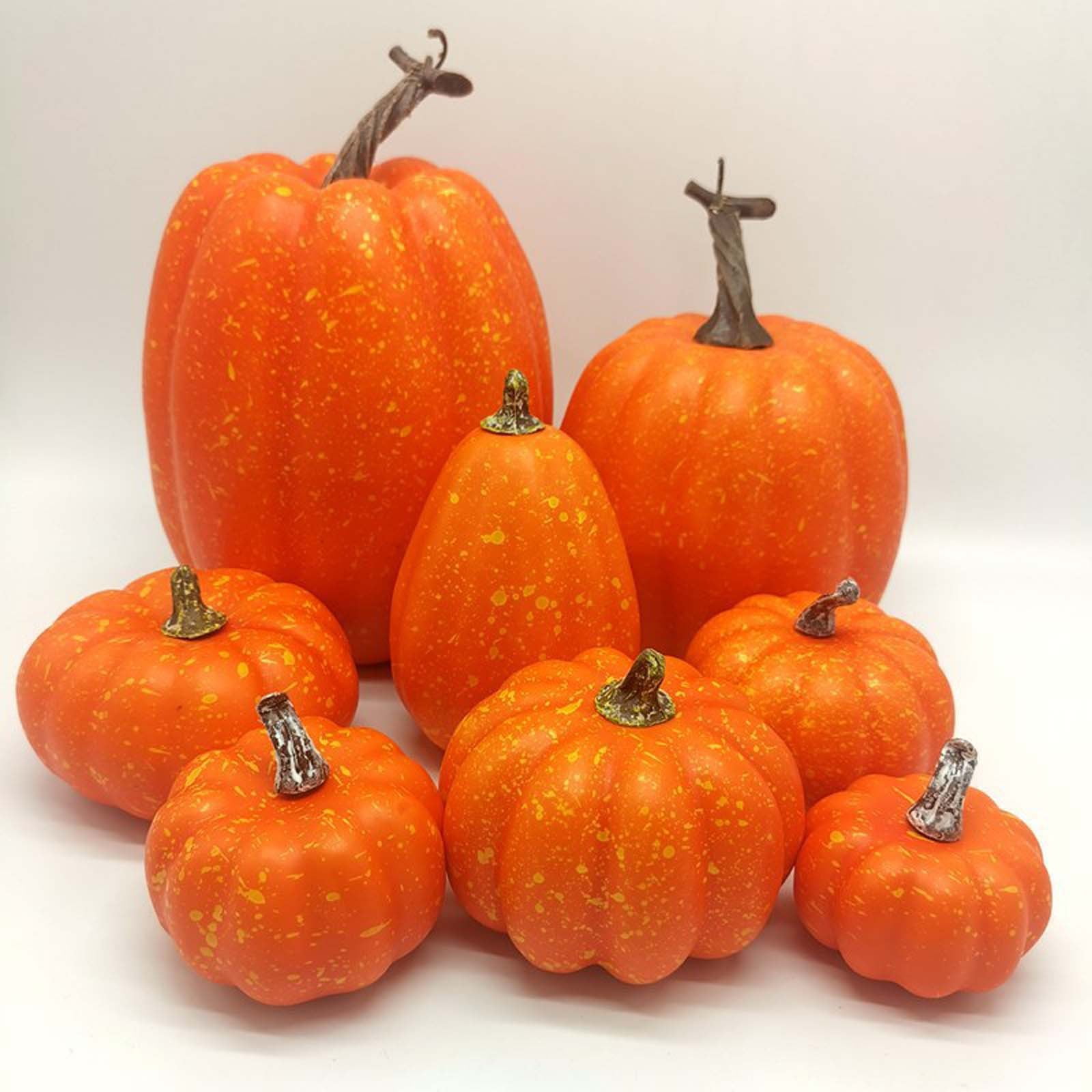 SDJMa 8 Pcs Fall Pumpkin Decorations, Assorted Sizes Artificial Foam ...