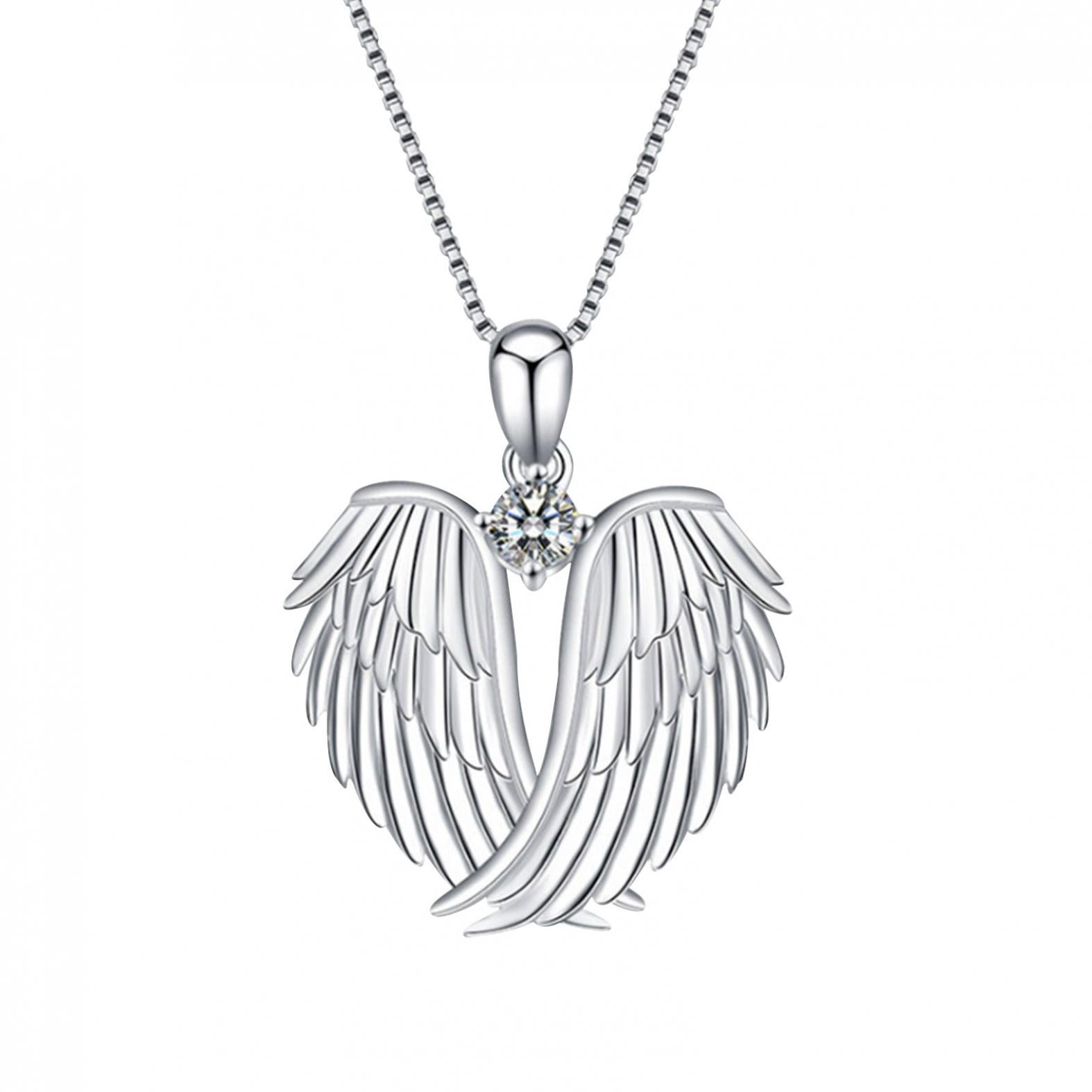 SDJMa Sterling Silver Angel Wings Pendant and Birthstone Necklace ...