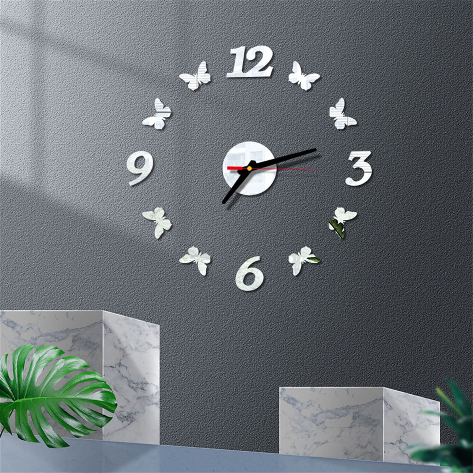 Clearance！ SDJMa DIY Mirror Wall Clock - Butterfly Flying DIY Wall ...