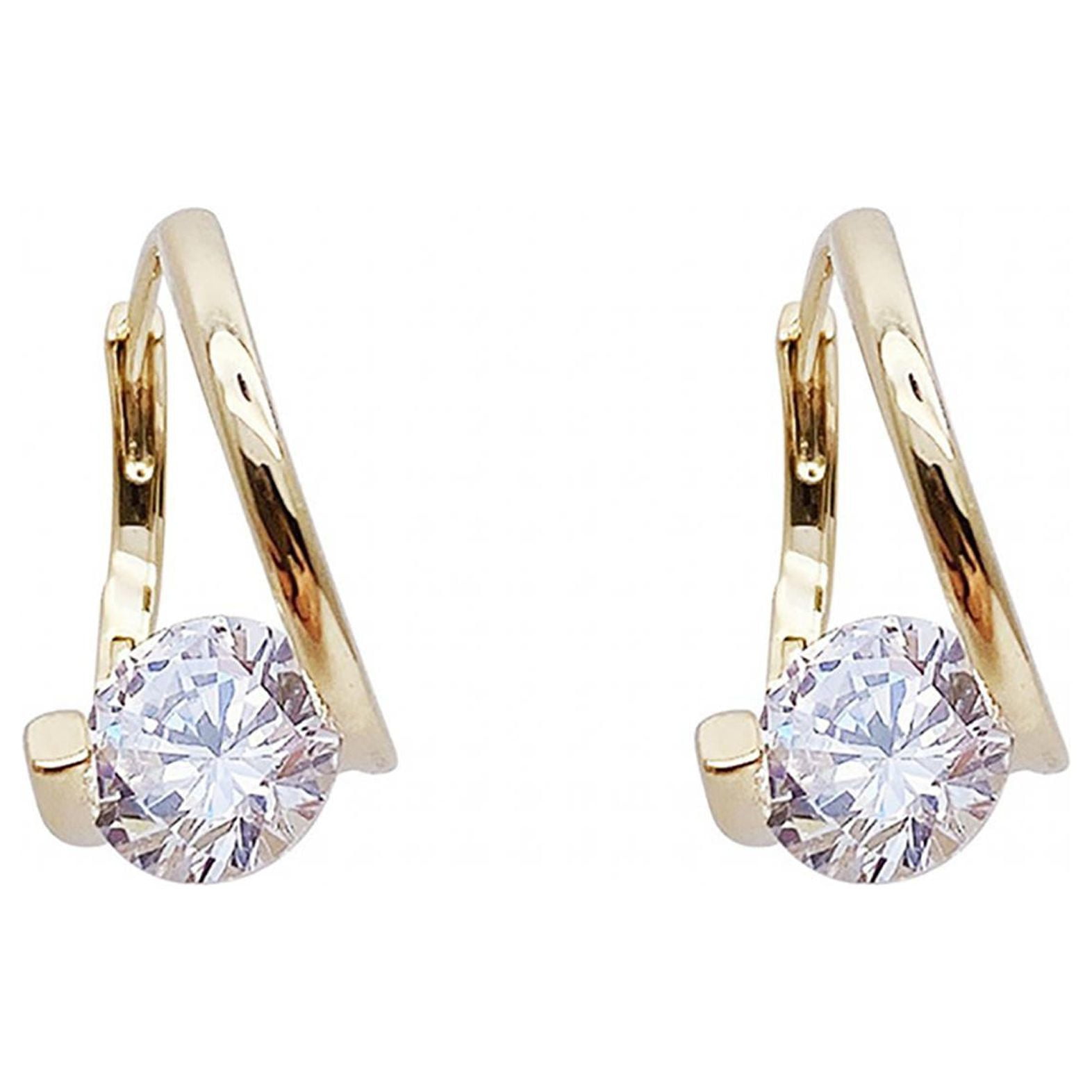 EQWLJWE Gold-Plated Diamond Ear Buckle Earrings with Irregular Zircon ...