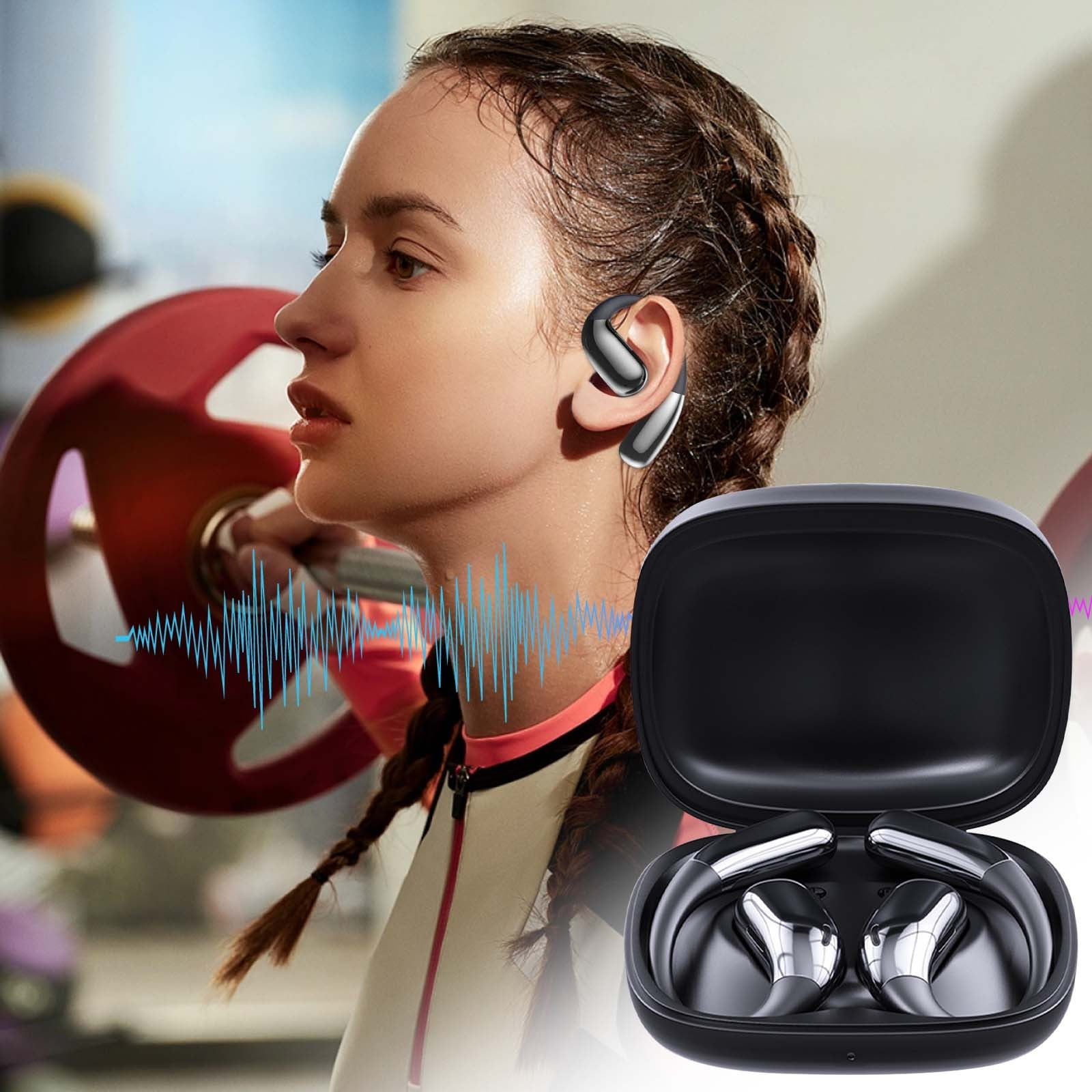 SINIMOKO Bluetooth Headset Wireless Non-in-ear Sports Running Ear-hook ...