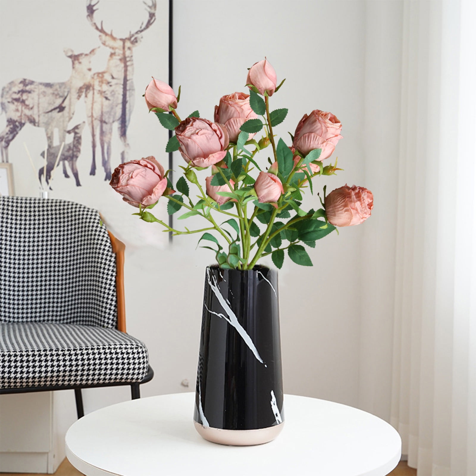 Clearance! SLMOTUAE Artificial Dried Roses Realistic Burnt Edge Fake ...