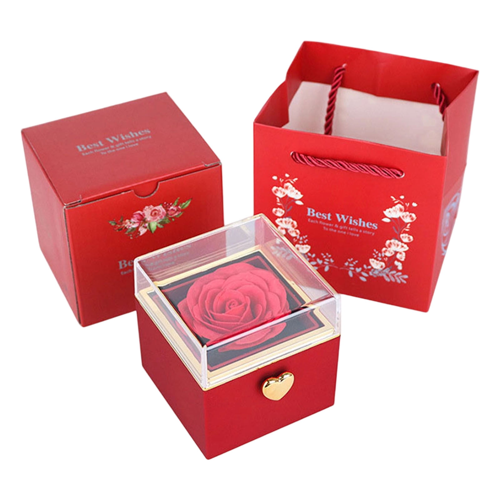 Clearance! SLMOTUAE Automatic Rotating Jewelry Box With Soap Flower ...