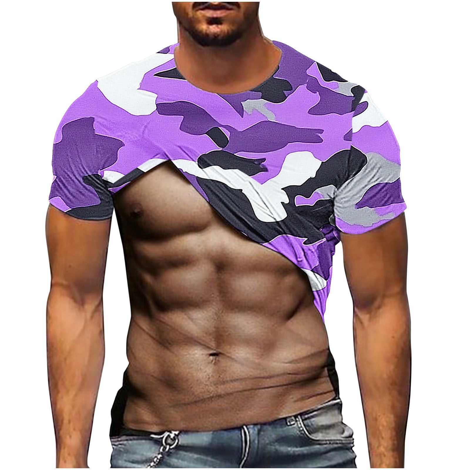 Clearance SSAAVKUY Muscle Fitness T Shirt for Men Crew Neck Short ...