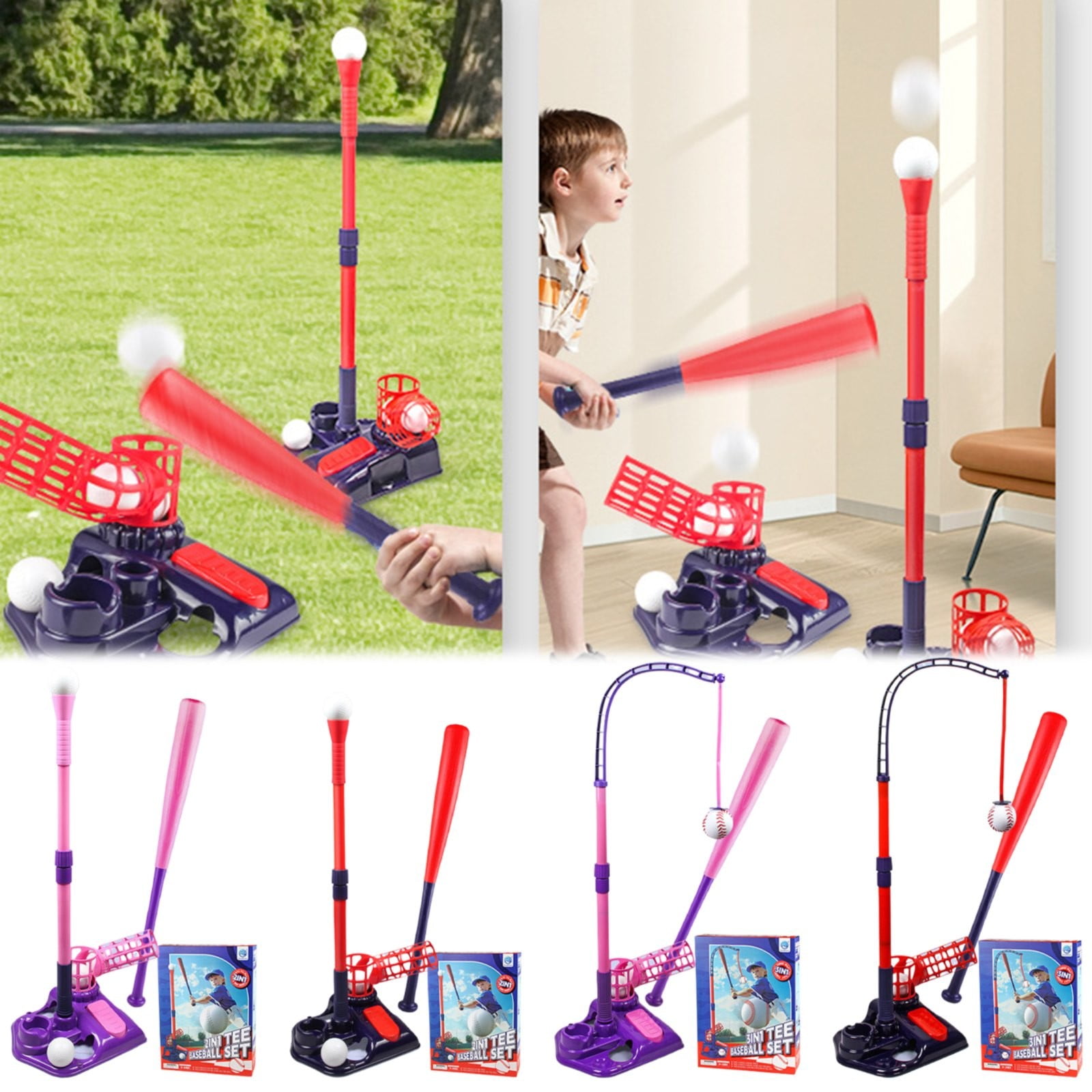 Clearance SSNTSY 4 In 1 Tee Set for Kids 3 5 Hanging Tee 2 Retractable ...