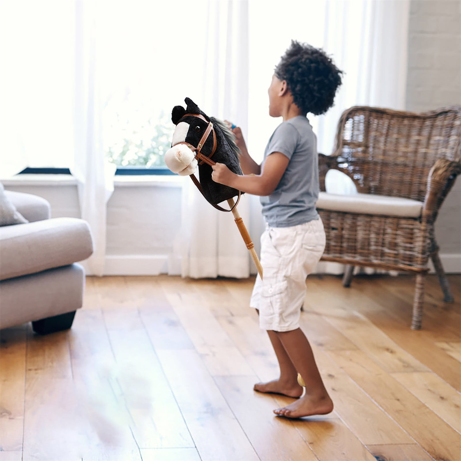 Clearance! SSNTSY Ride On Toys Stick Horse Riding Toy Wooden Pole Fun ...