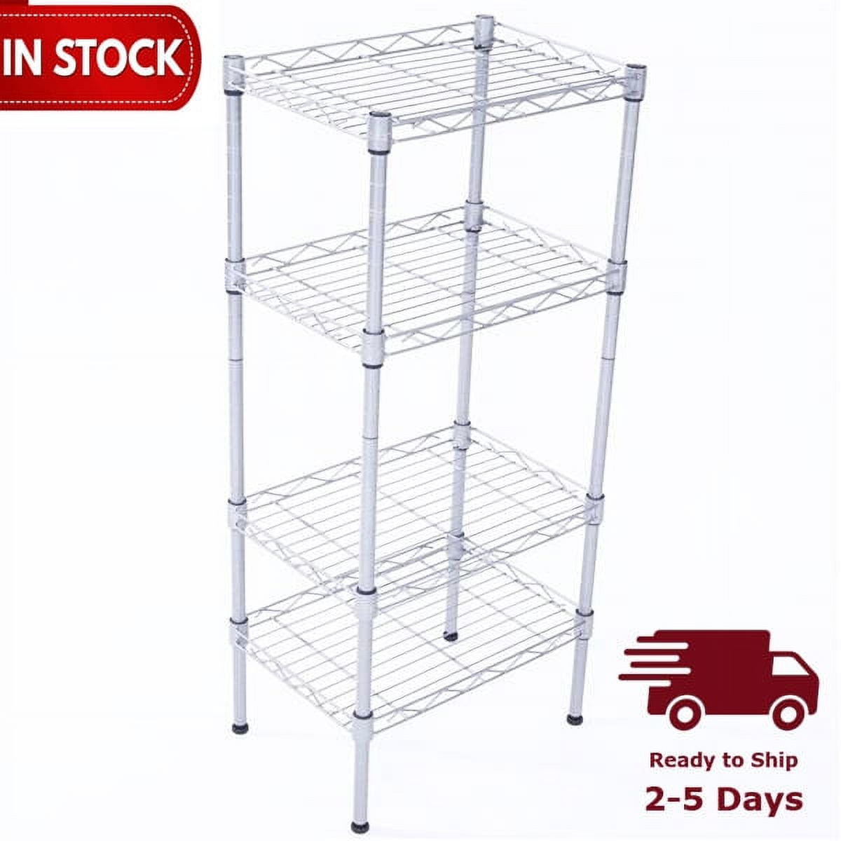 XM-207S Heavy Duty 4 Tier Steel Wire Garage Storage Rack, Adjustable ...