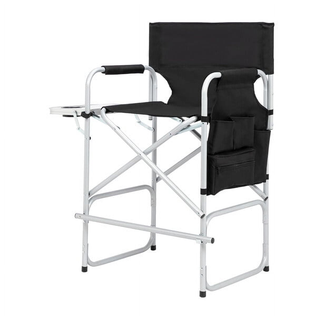 Heavy Duty 41'' Tall Foldable Directors Chair with Side Table, Portable ...