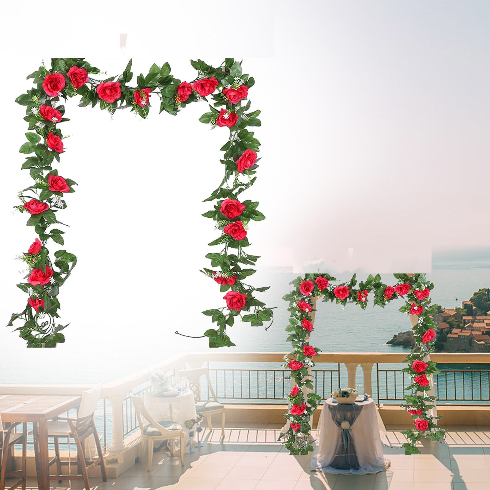 Clearance Sale 8 FT Floral Garland for Arch Rose Vines Flower Garland ...