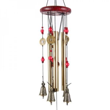 Howarmer Temple Wind Chime, Red Copper Wind Chimes with 3 Bells, Feng ...