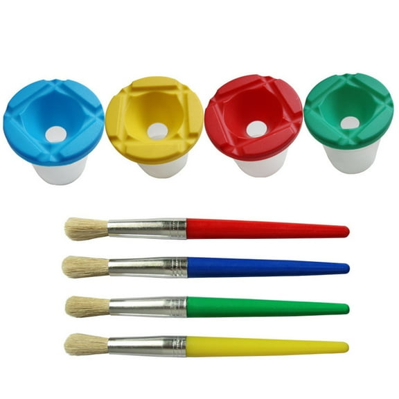 U.S. Art Supply Children's Paint Cups with Colored Lids & Large Round ...