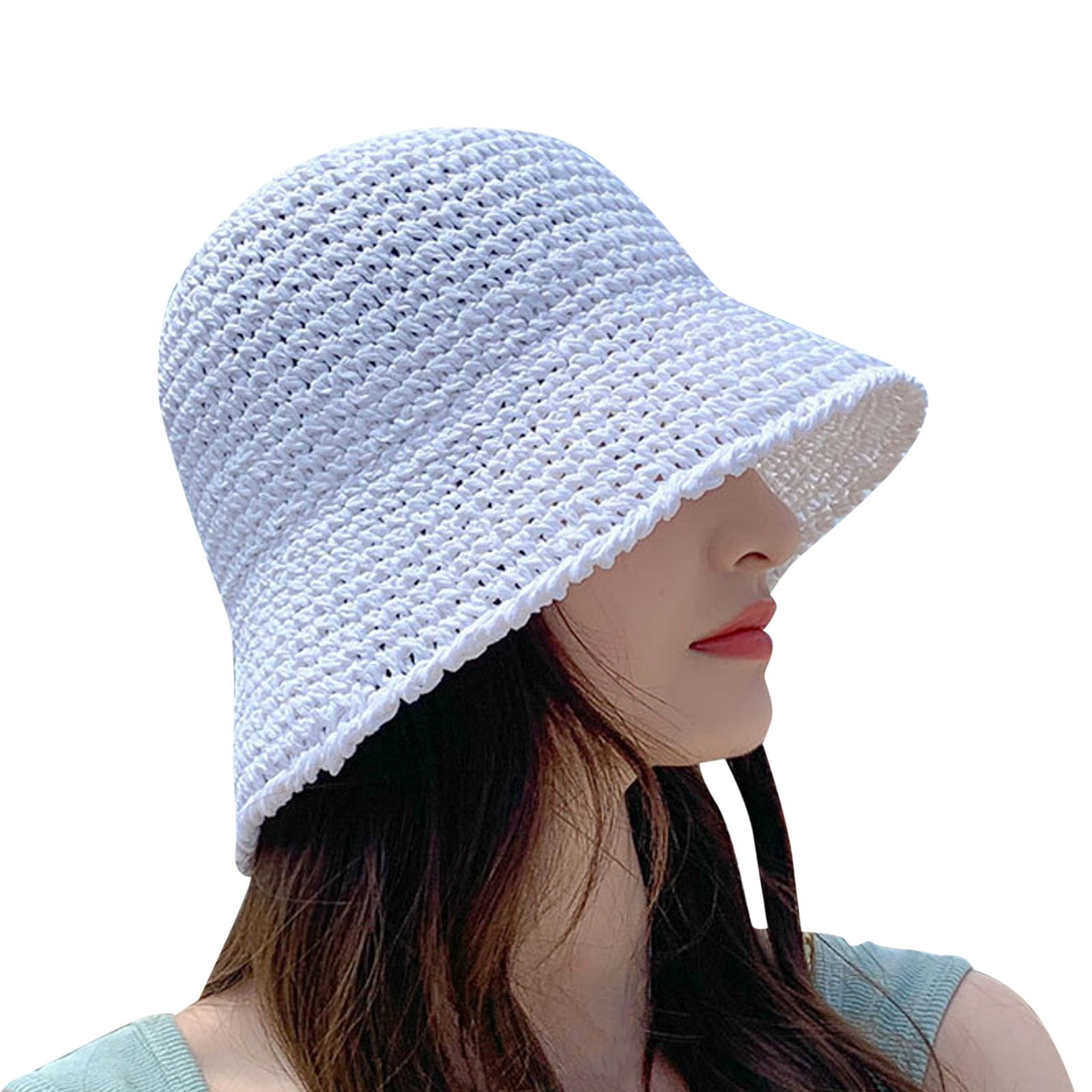 BKQCNKM Straw Bucket Hat, Sun Hats, Wide Brim Sun Hat, Straw Beach Hat ...