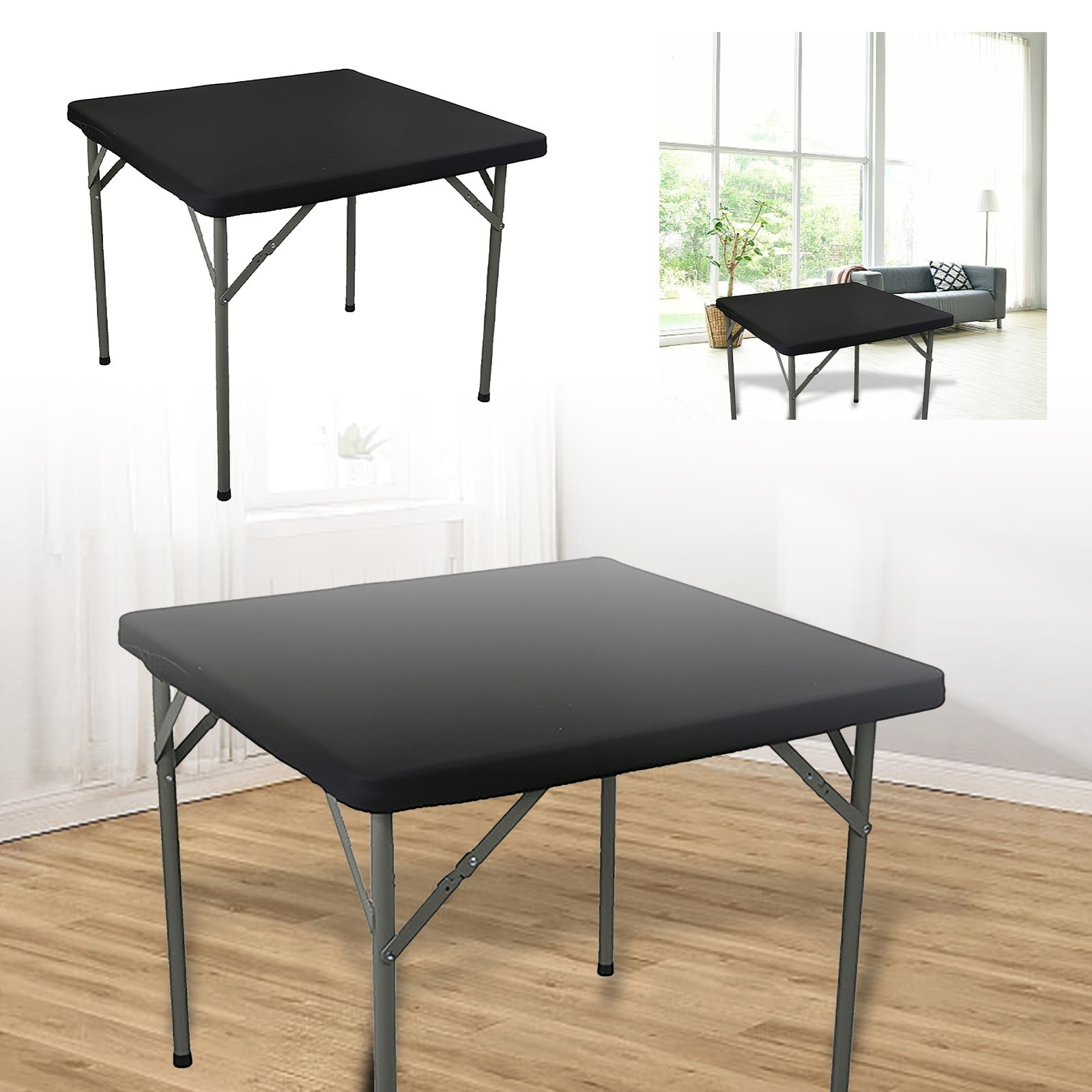 Clearance Sale! Black Square Elastic Tablecloth D Transform Your Dining ...
